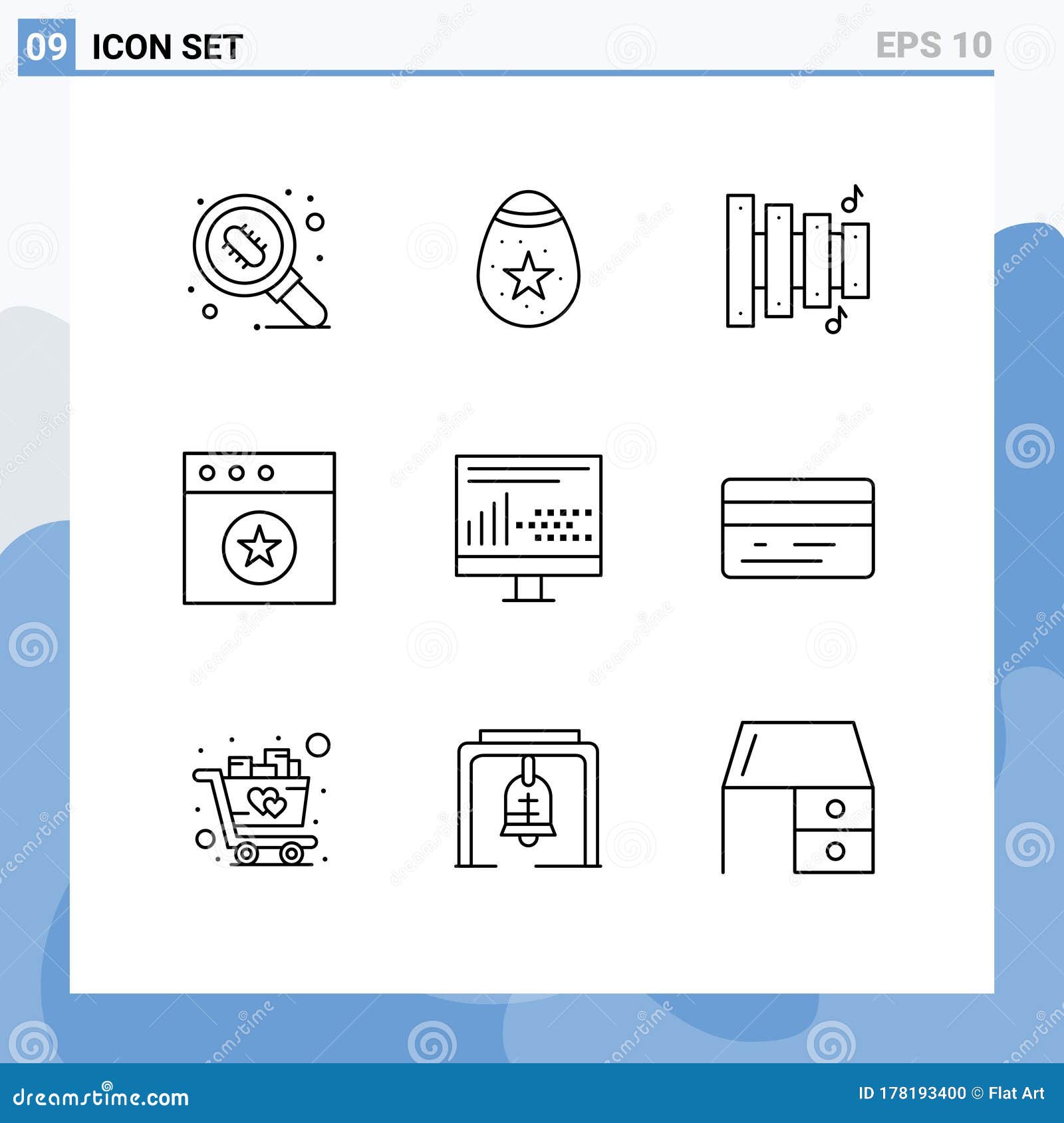 Pack Of 9 Creative Outlines Of Programing Design Custom Coding Favorite Stock Vector