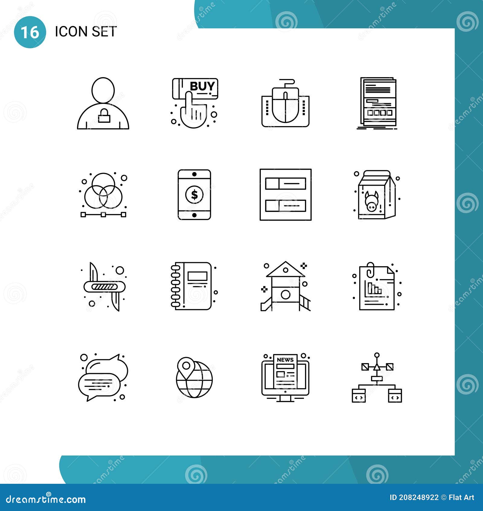 Outline Pack of 16 Universal Symbols of Responsive, Internet, Hand ...
