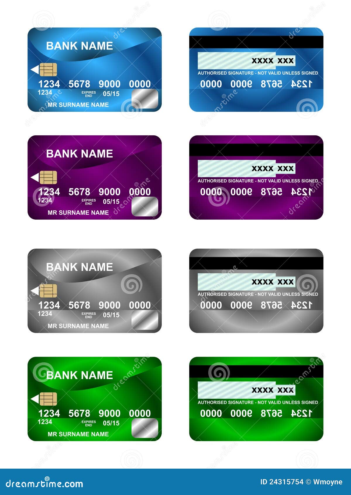 Pack of Credit Card 02 stock illustration. Illustration of grey - 24315754