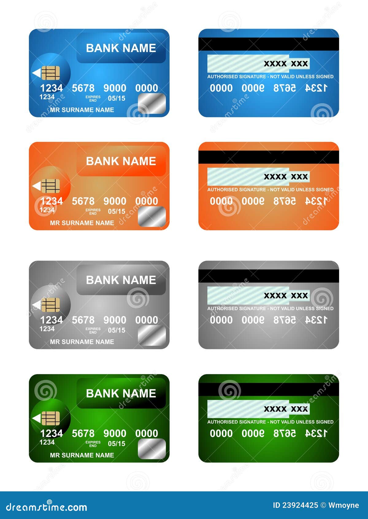 Pack of Credit Card stock illustration. Illustration of debit - 23924425