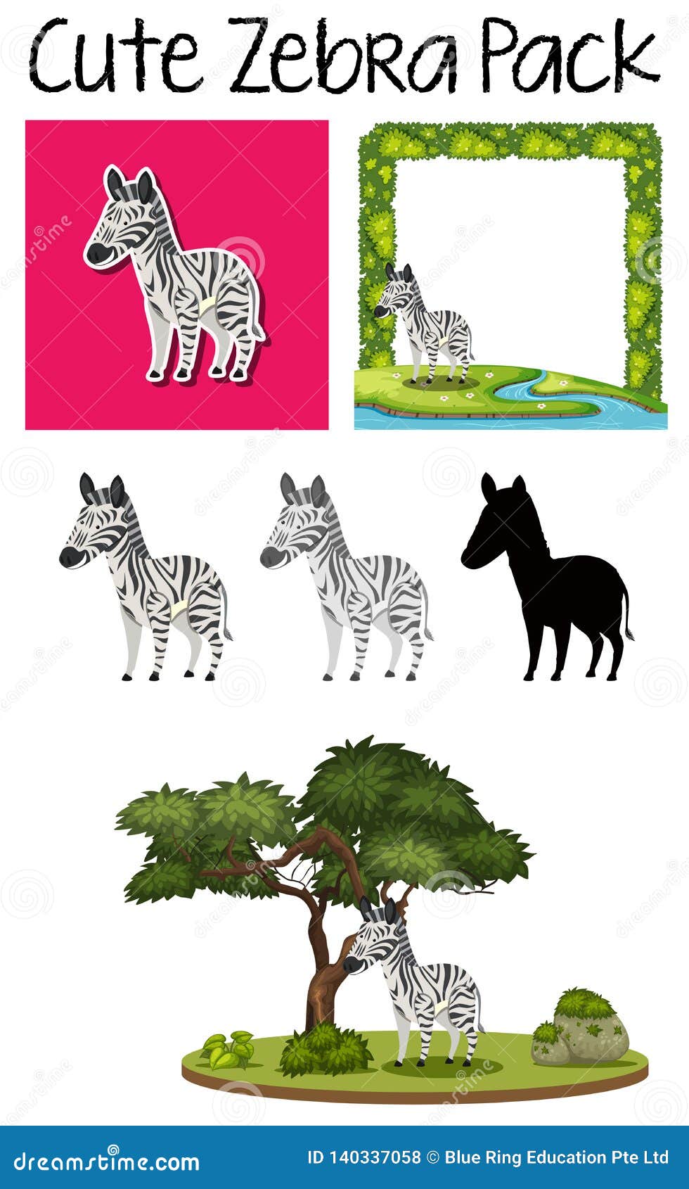 A pack of cute zebra stock vector. Illustration of wildlife - 140337058