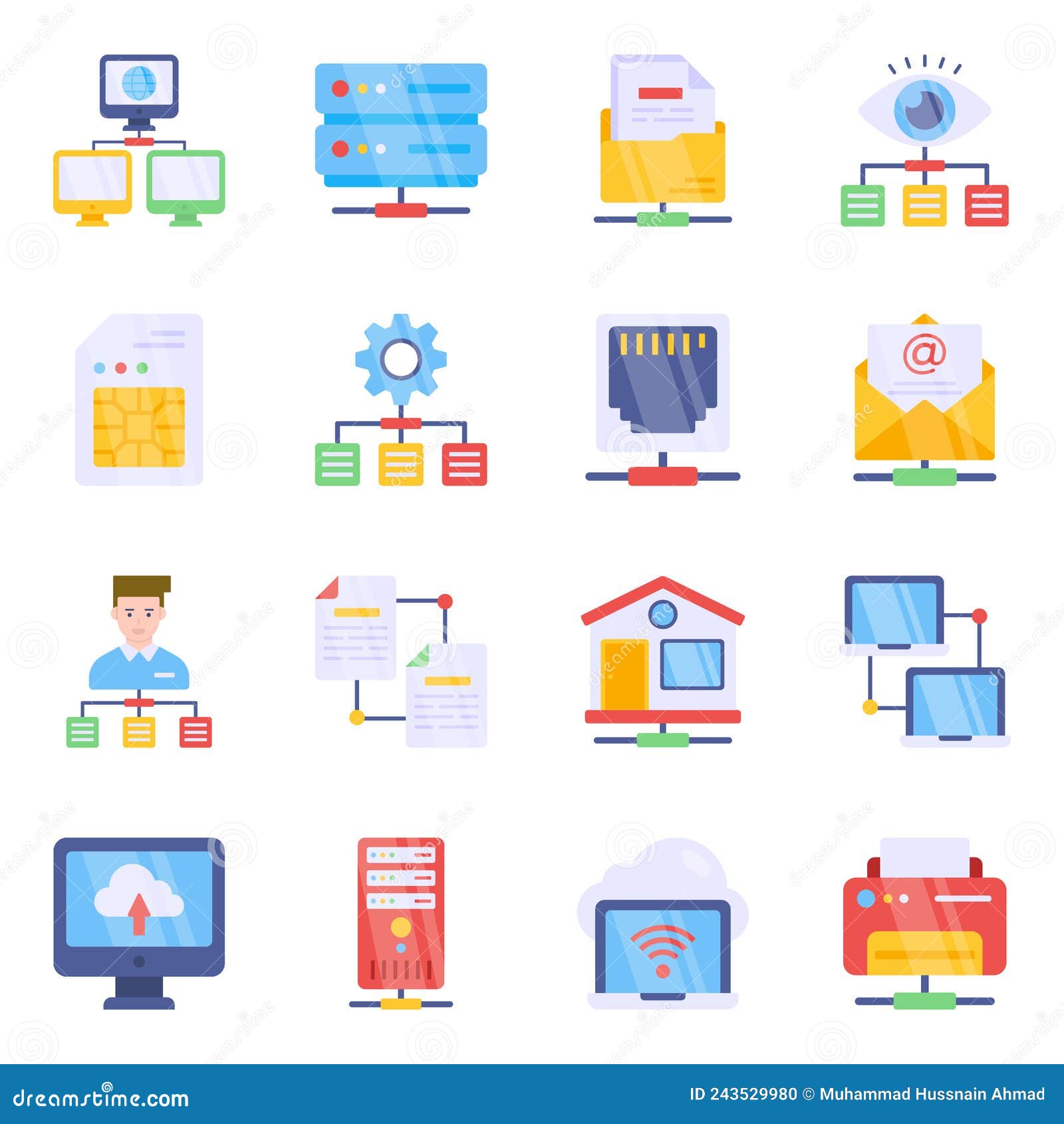 Pack of Data Flat Icons stock vector. Illustration of laptop - 243529980