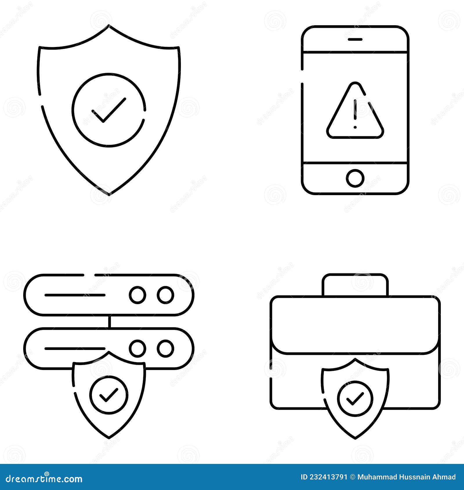 Pack of Data Safety Linear Icons Stock Vector - Illustration of alert ...