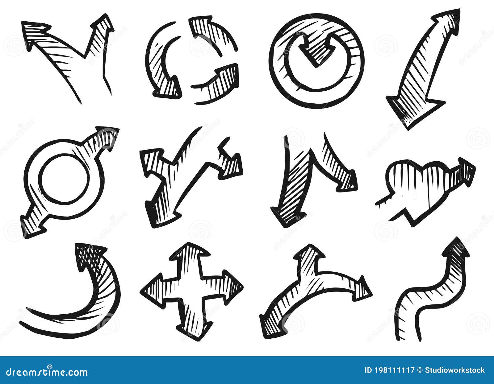 Pack of Different Isolated Hand Drawn Arrow Sign Stock Vector ...