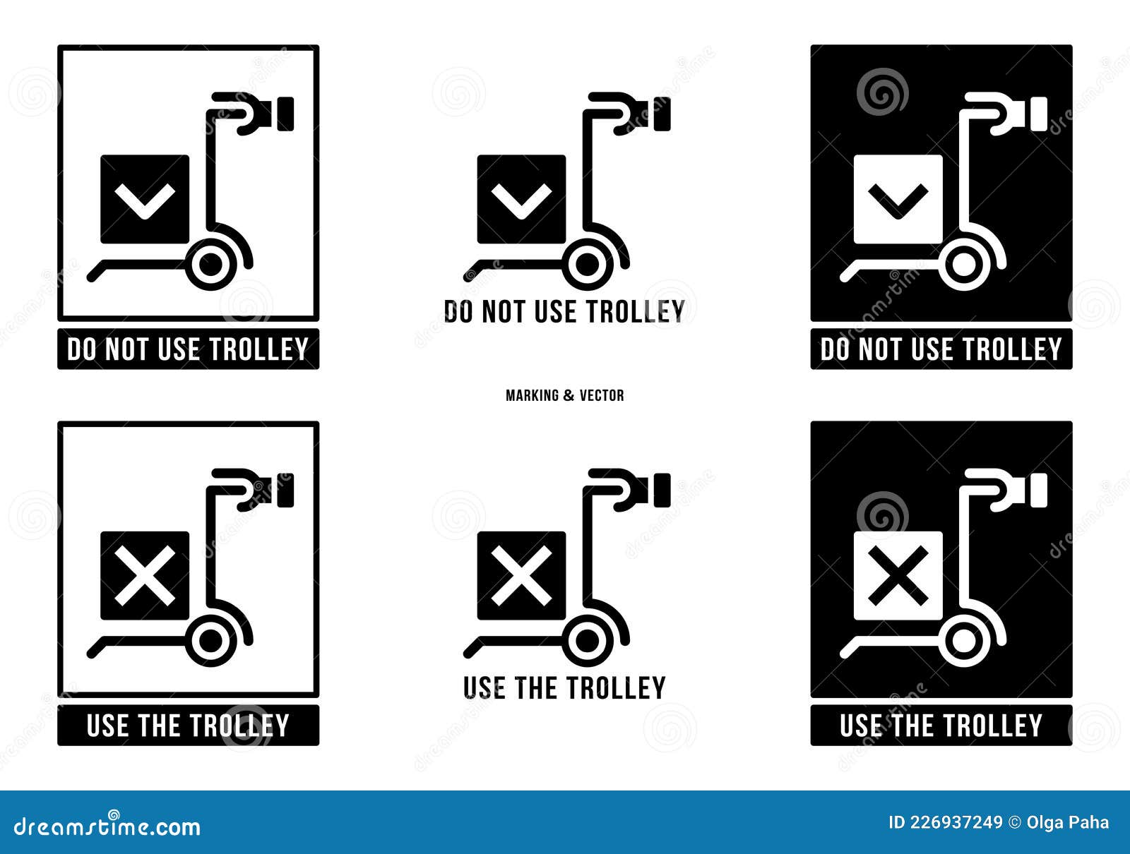 Pack do not use trolley 3 stock vector. Illustration of graphic - 226937249