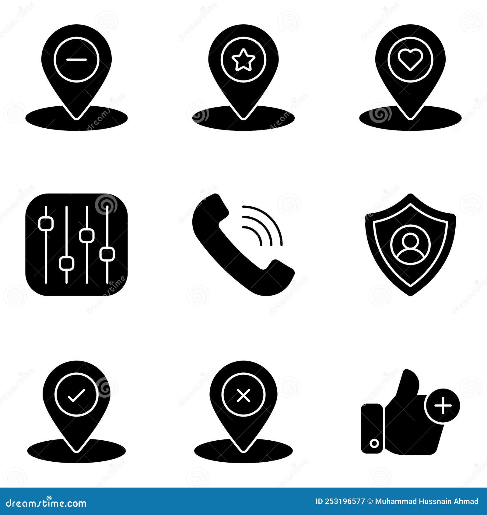 Pack of Document Solid Icons Stock Vector - Illustration of call ...