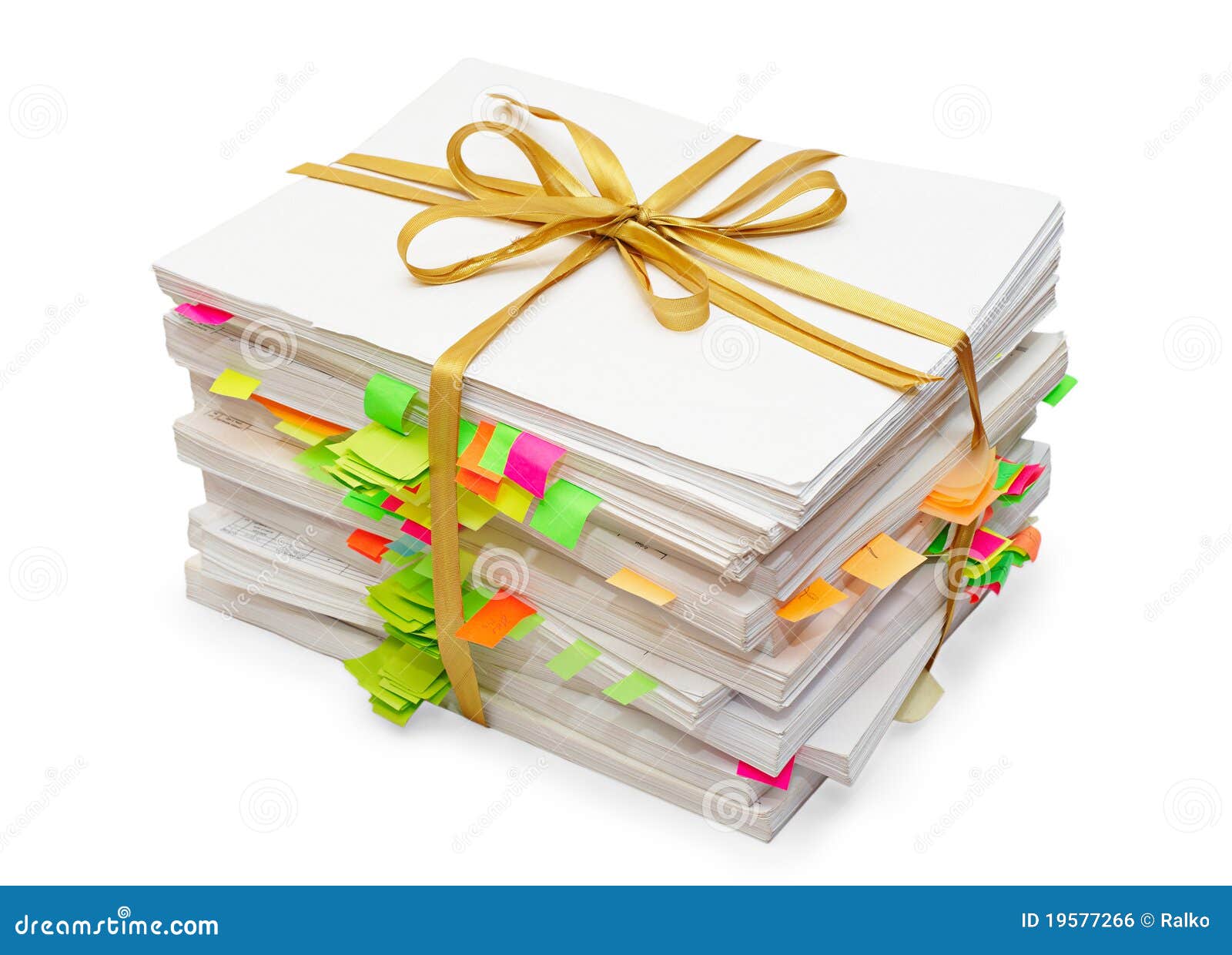 Pack of Documents Tied Up by a Gold Ribbon Stock Photo - Image of ...