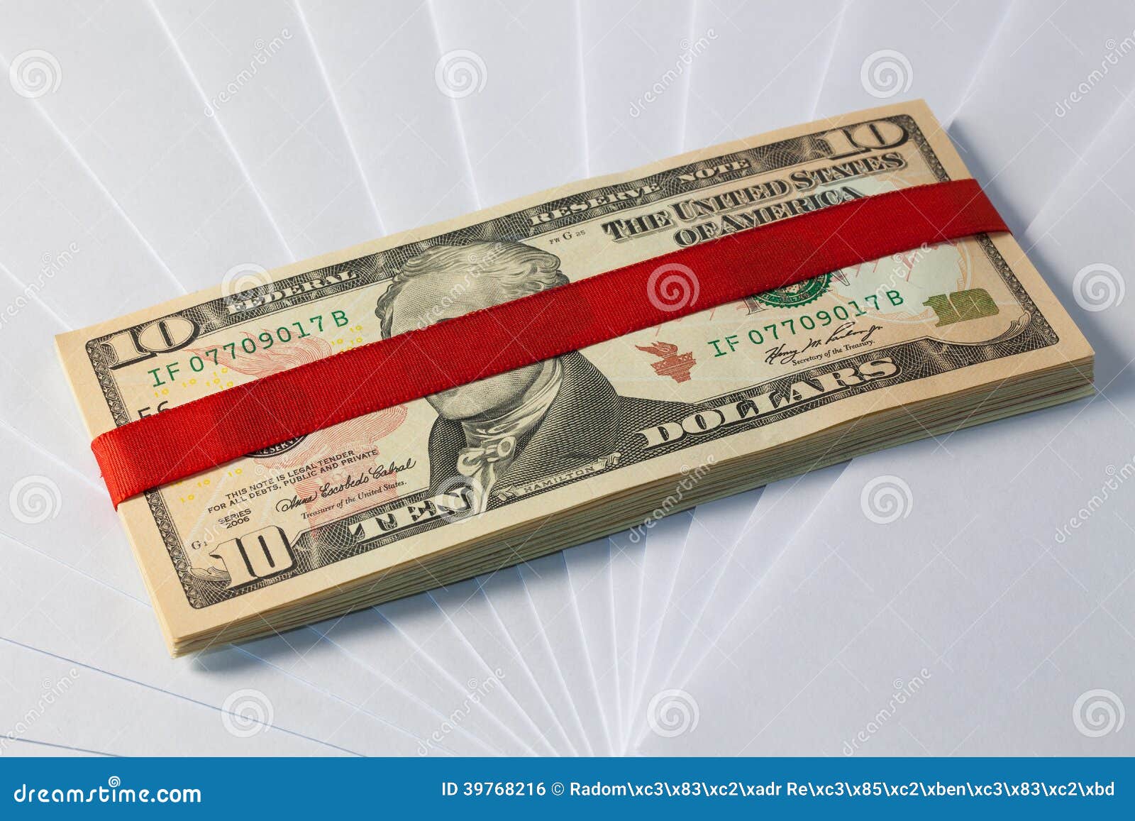 Pack of Dollar Bills with Red Ribbon Stock Photo - Image of numismatic ...