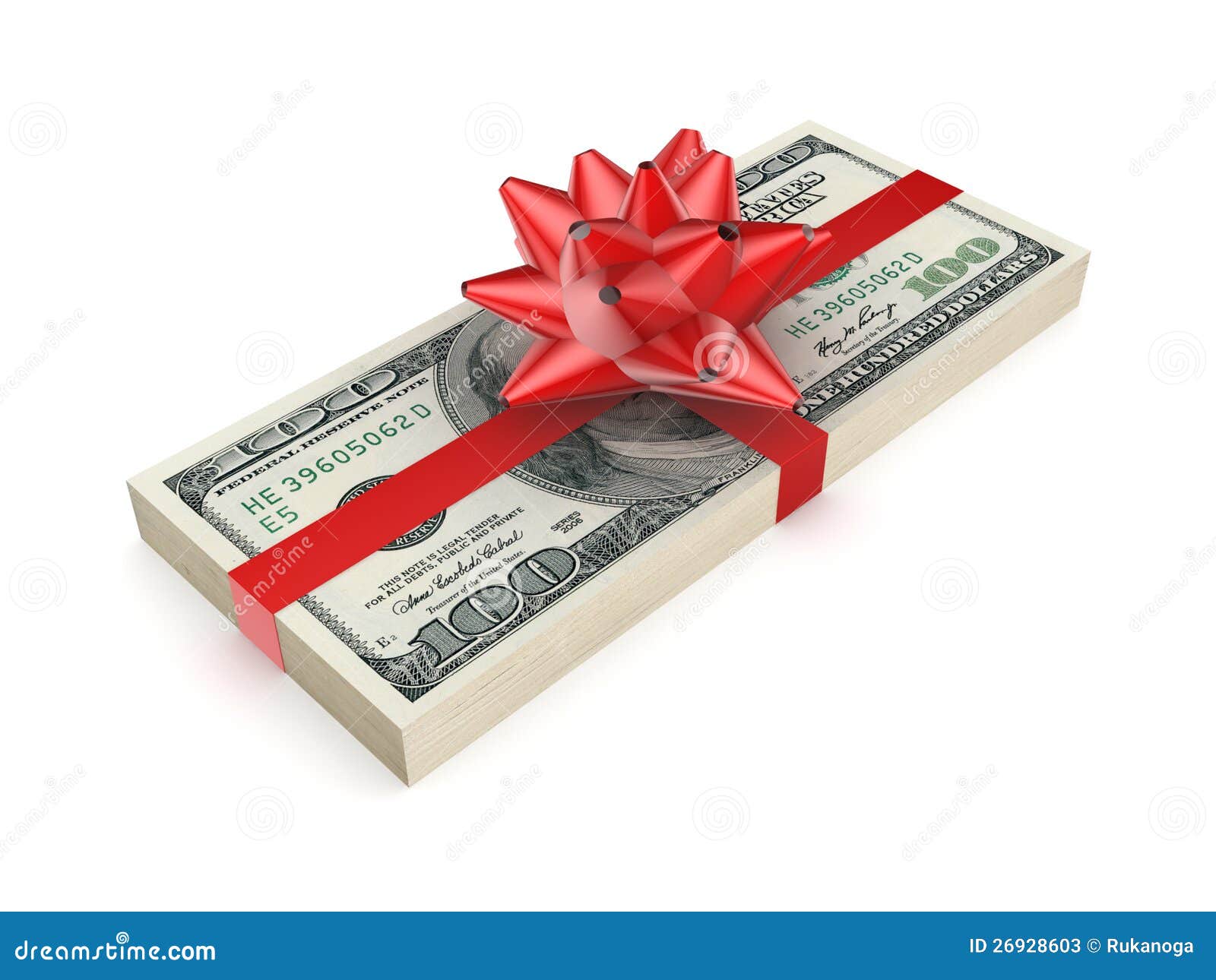 Pack of Dollars Decorated with a Red Ribbon. Stock Illustration ...