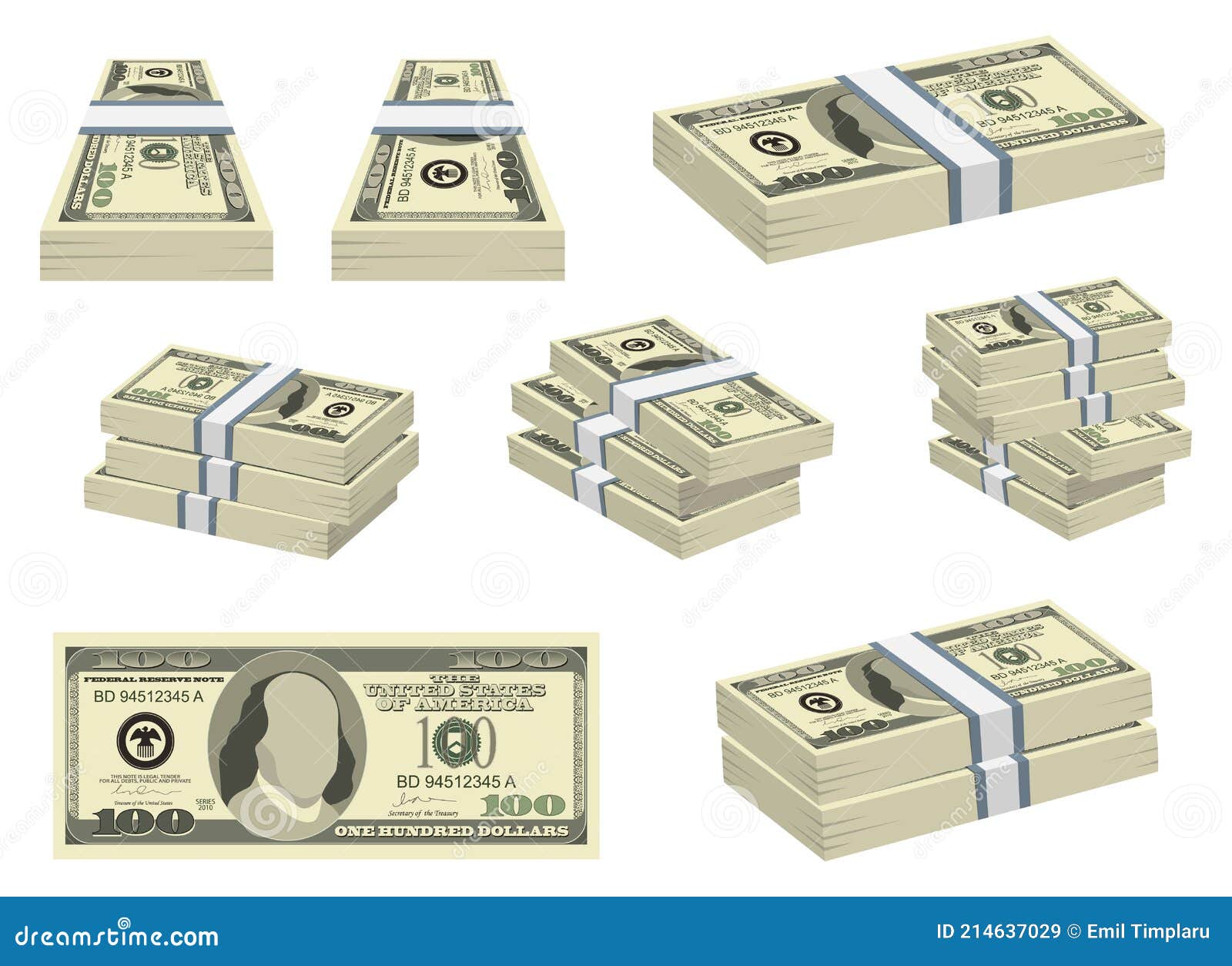 Pack of Dollars Money Vector Design Illustration Isolated on White ...