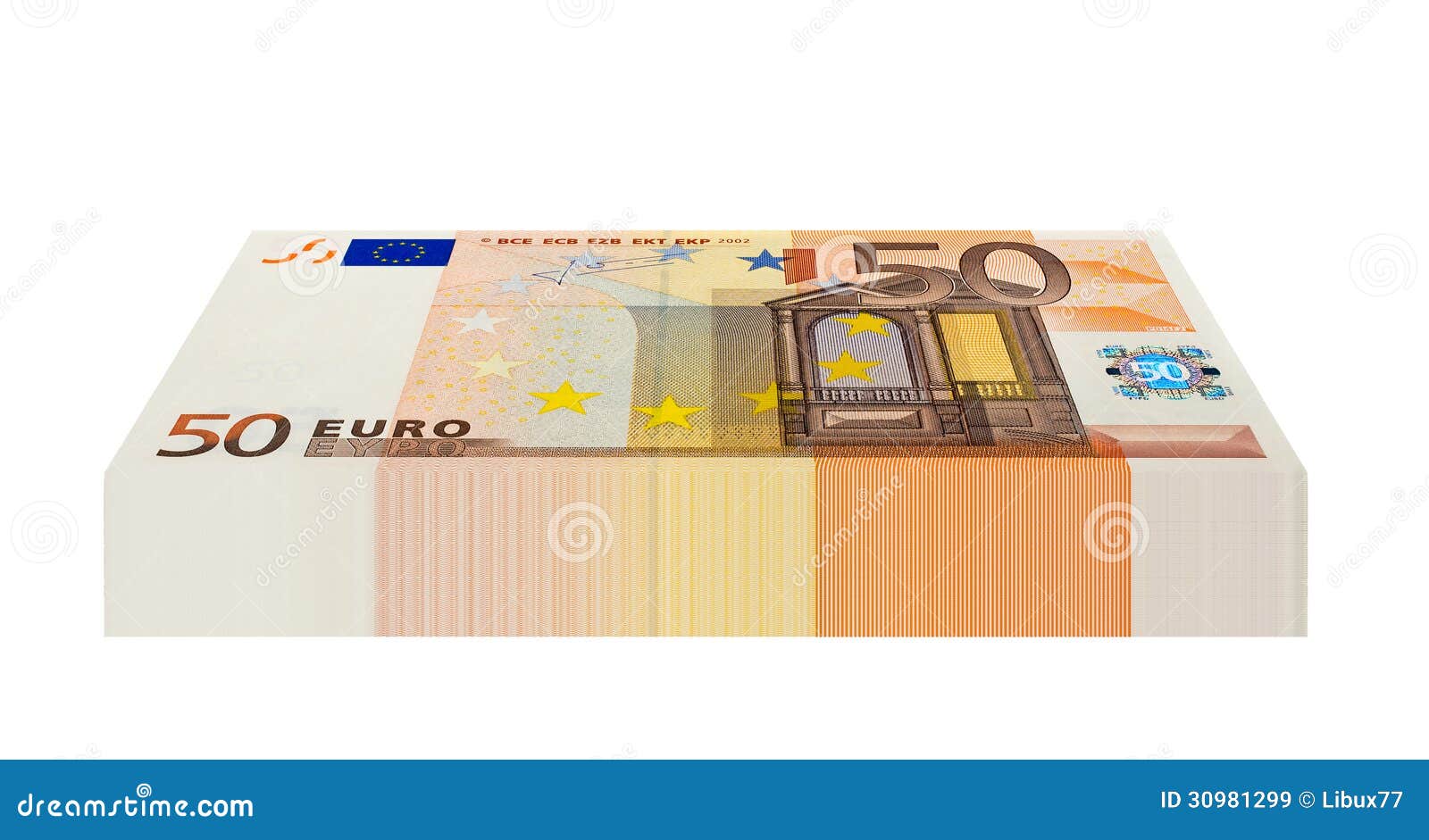 Pack of 50 Euro Banknotes stock image. Image of fund - 30981299