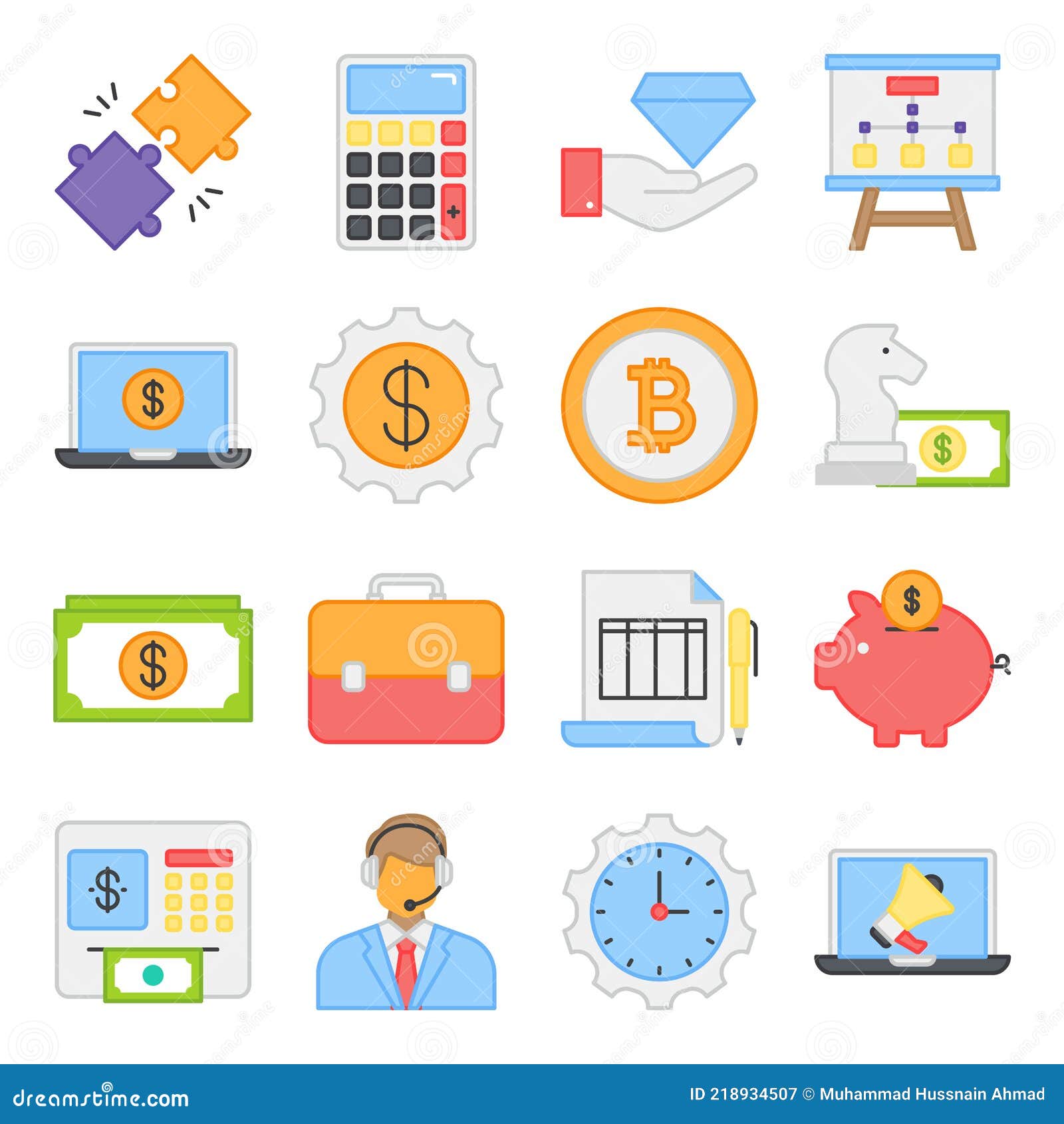 Pack of Financial Flat Icons Stock Vector - Illustration of prototype ...