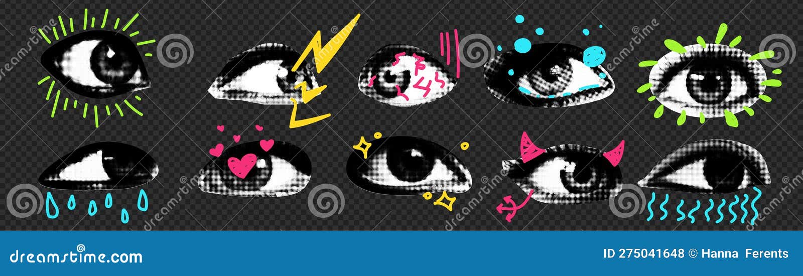 A Pack of Eyes Cut Out As If from a Magazine. an Isolated Look Stock ...