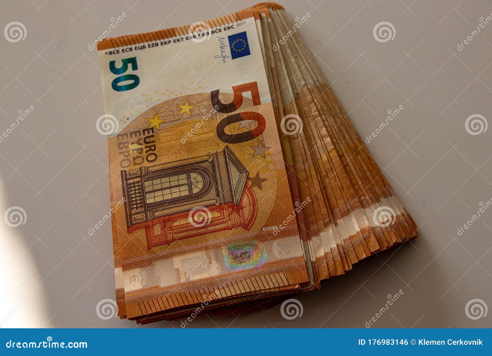A Pack of Fifty Euro Note Stack Up, Close Up Stock Photo - Image of ...