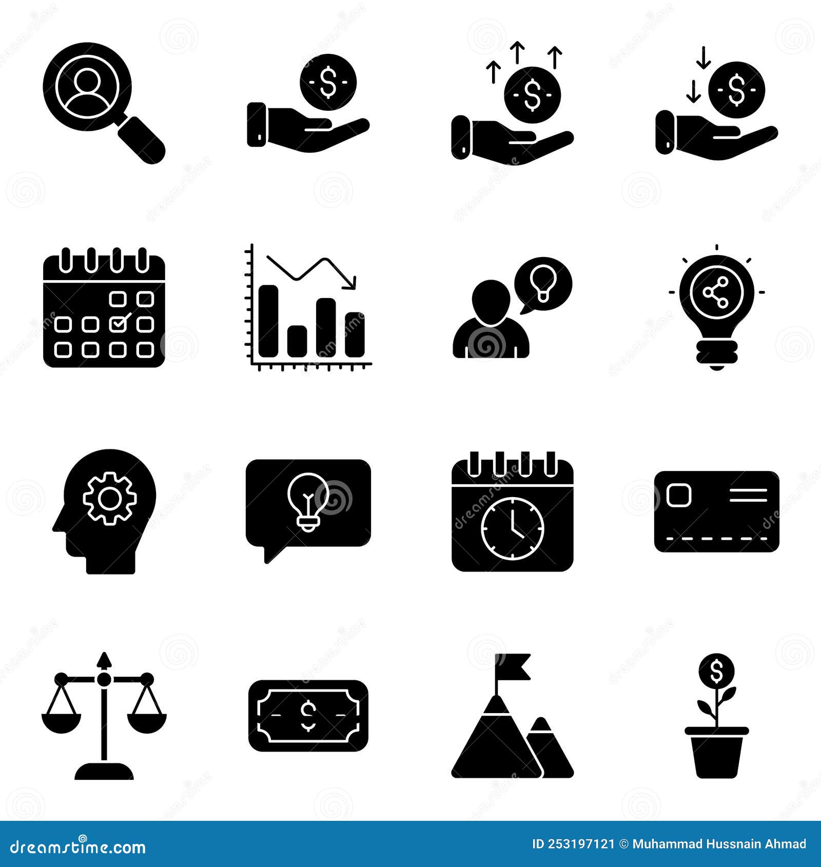 Pack of Finance and Infographic Solid Icons Stock Vector - Illustration ...