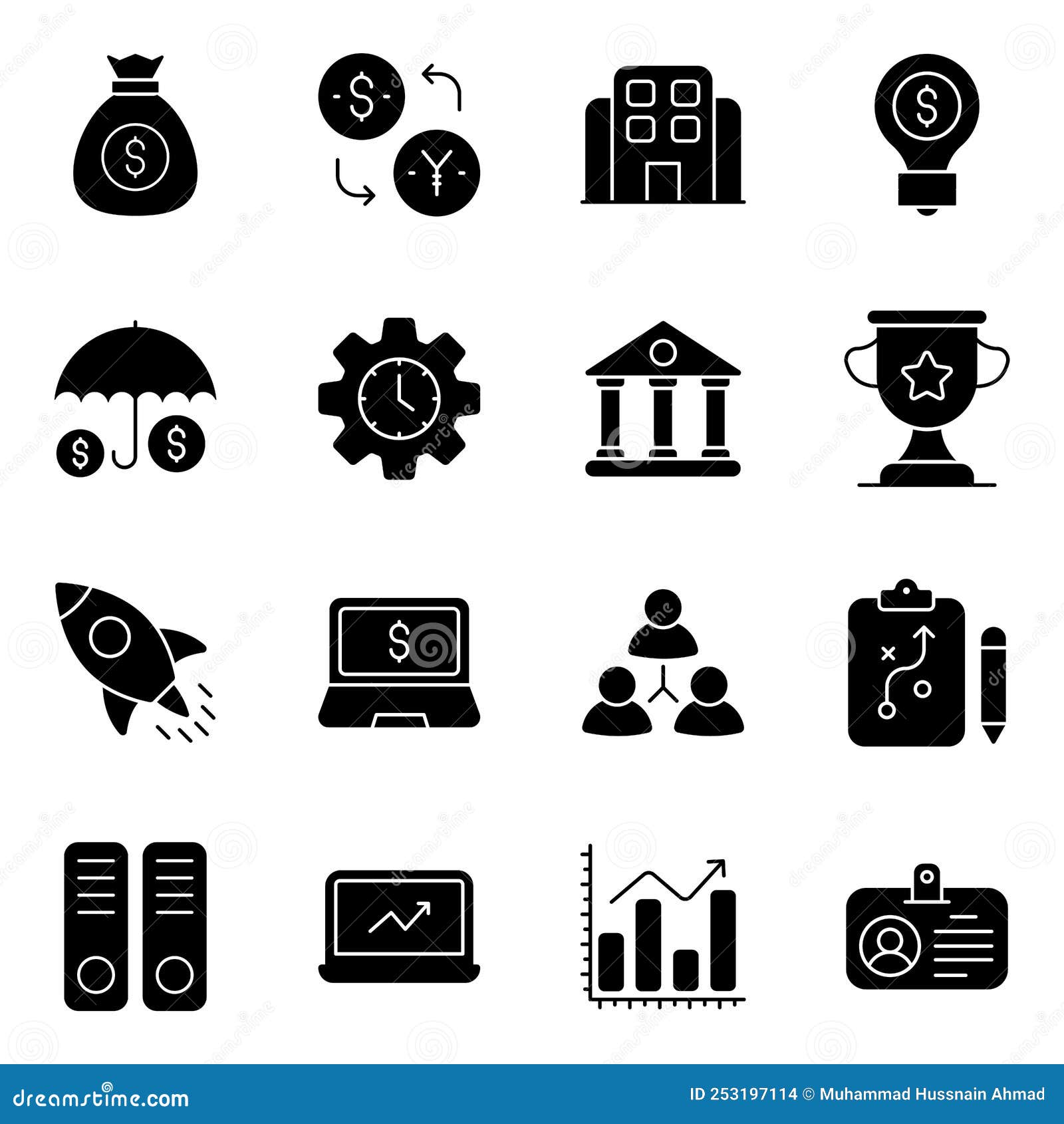 Pack of Financial Planning Solid Icons Stock Vector - Illustration of ...