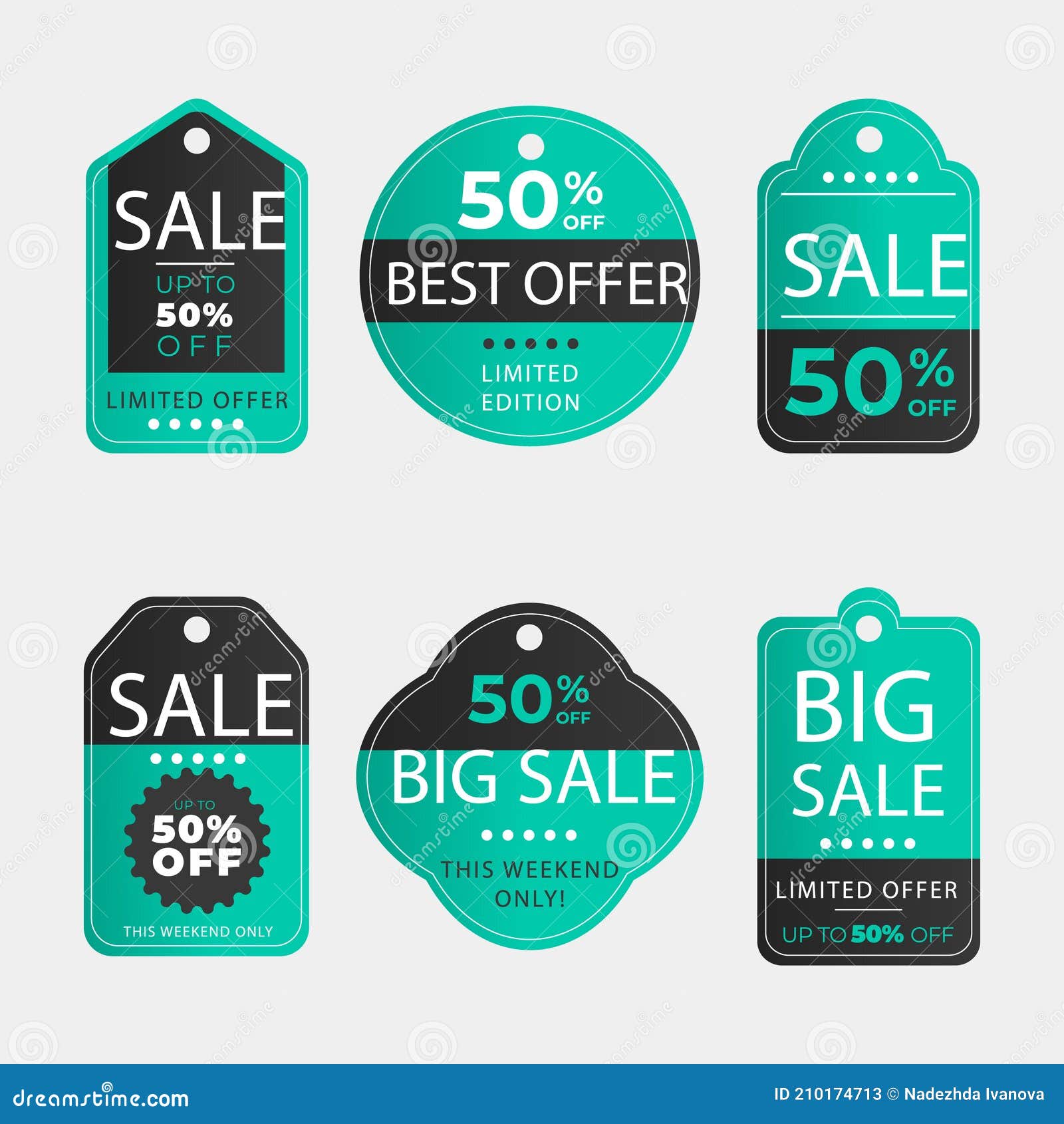 Pack of Flat Design Sales Tags Vector Illustration. Stock Vector ...