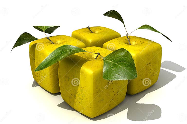Pack of four cubic apples stock illustration. Illustration of design ...
