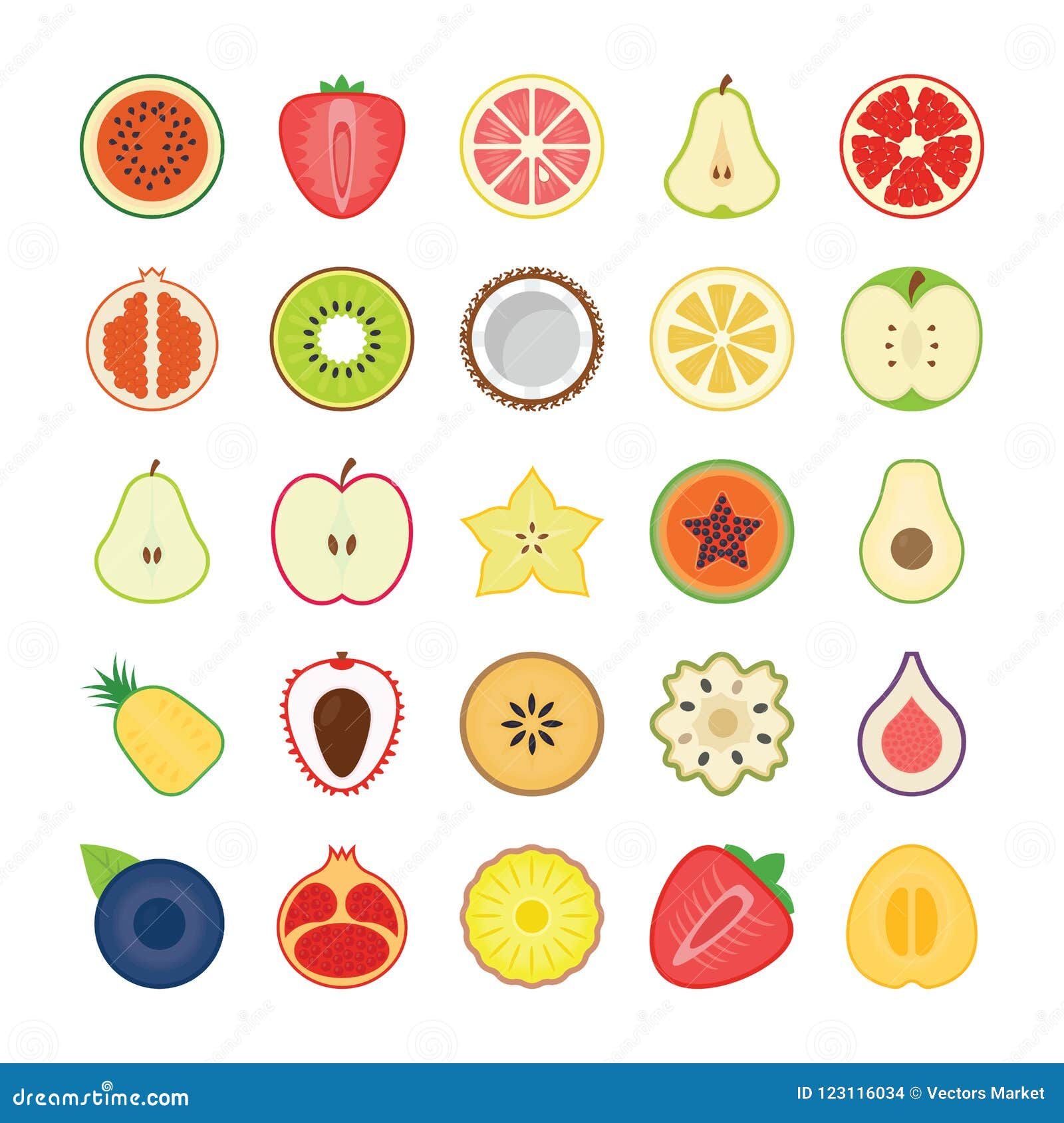 Fruits Icons Pack stock illustration. Illustration of pomegranate ...