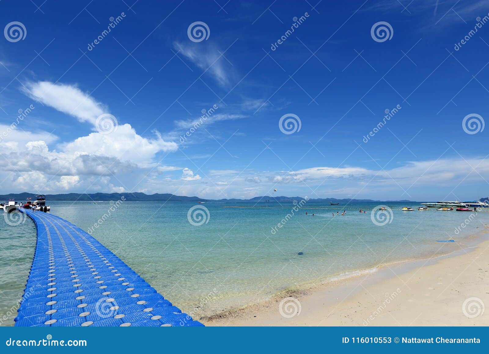 Pack Group of Blue Cubes Float on Clear Ocean Beautiful Beach for ...
