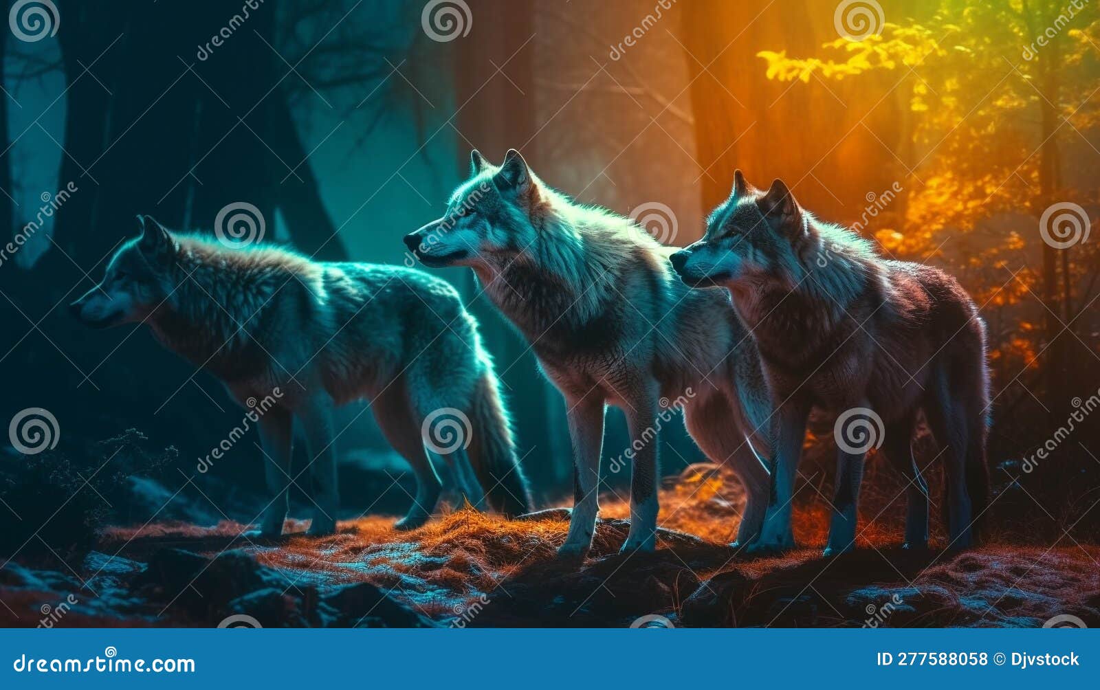 Howling Dogs On Background Woodpile. Side View Howling Siberian Husky ...