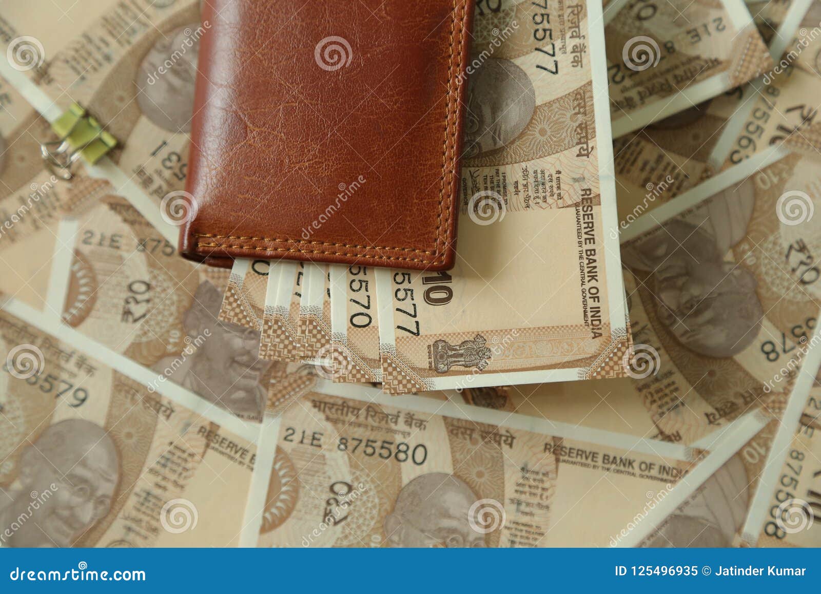 Pack of Indian Currency Notes in Wallet and 10 Rupee Currency Notes ...