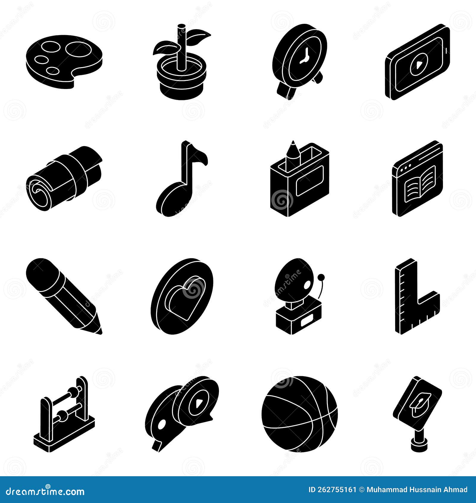 Pack of Learning Flat Isometric Icons Stock Vector - Illustration of ...