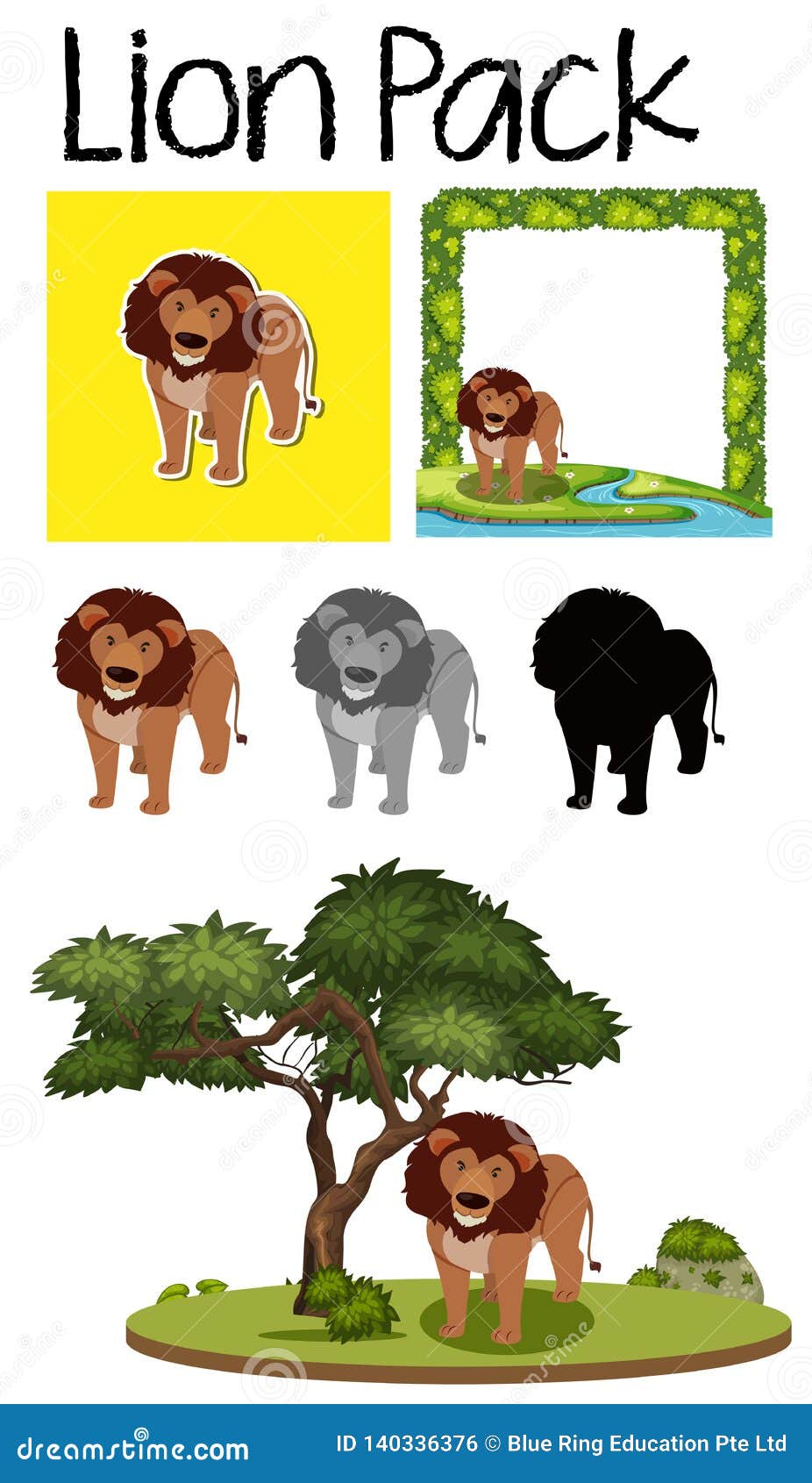 A pack of lion stock vector. Illustration of green, plant - 140336376