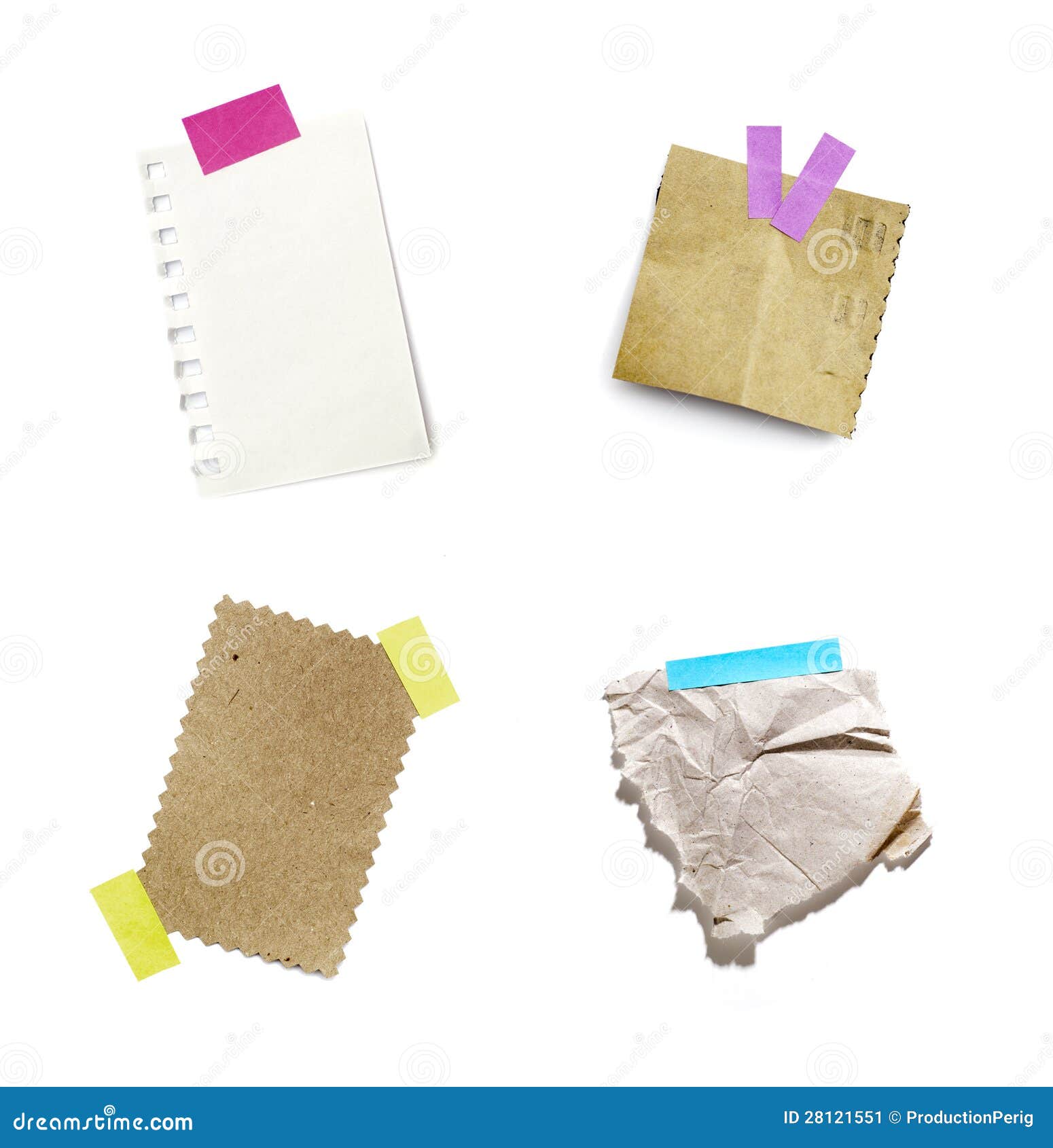 Pack of Little Pieces of Paper Held by an Adhesive Stock Image - Image ...