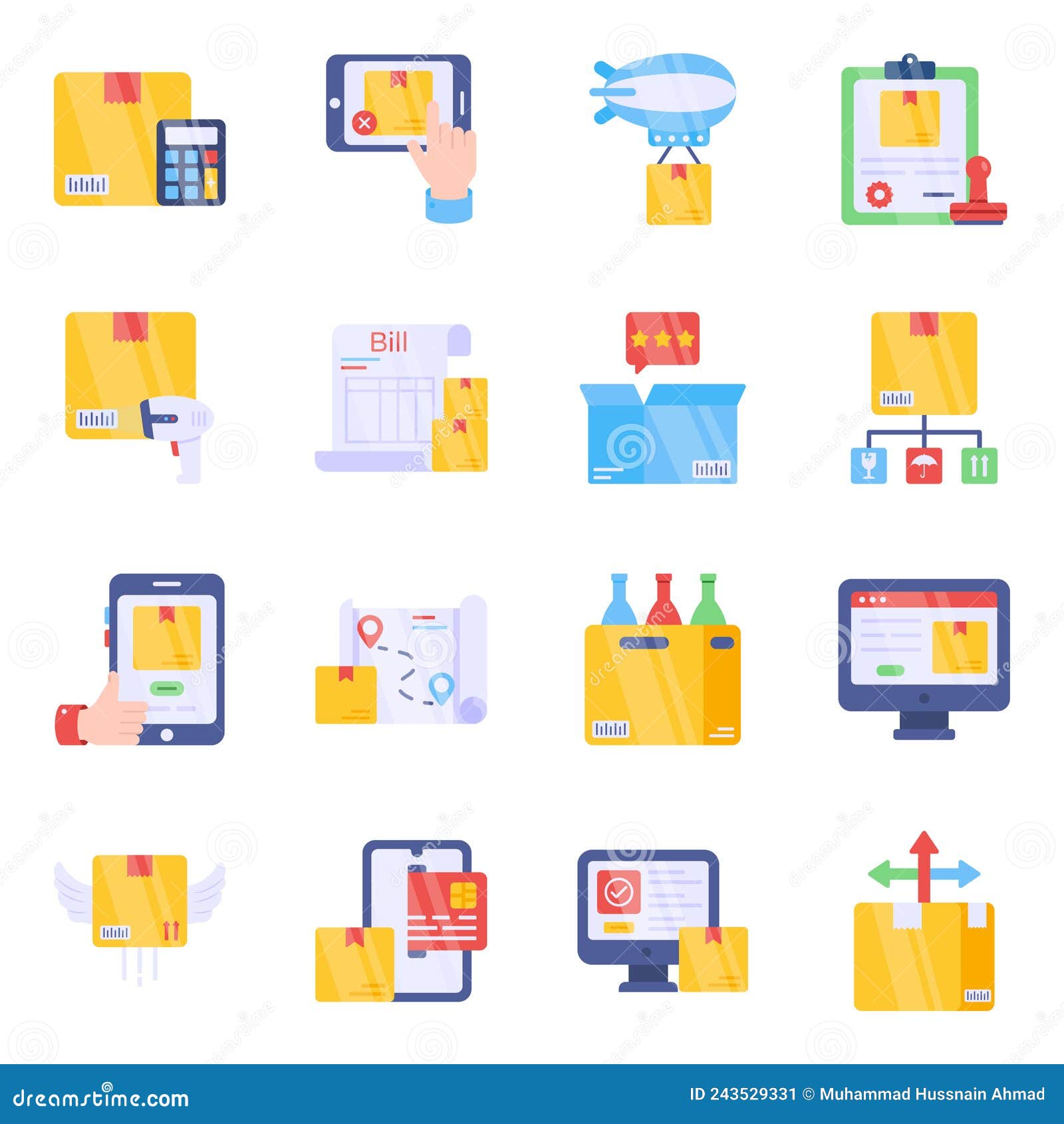 Pack of Logistic and Cargo Flat Icons Stock Vector - Illustration of ...