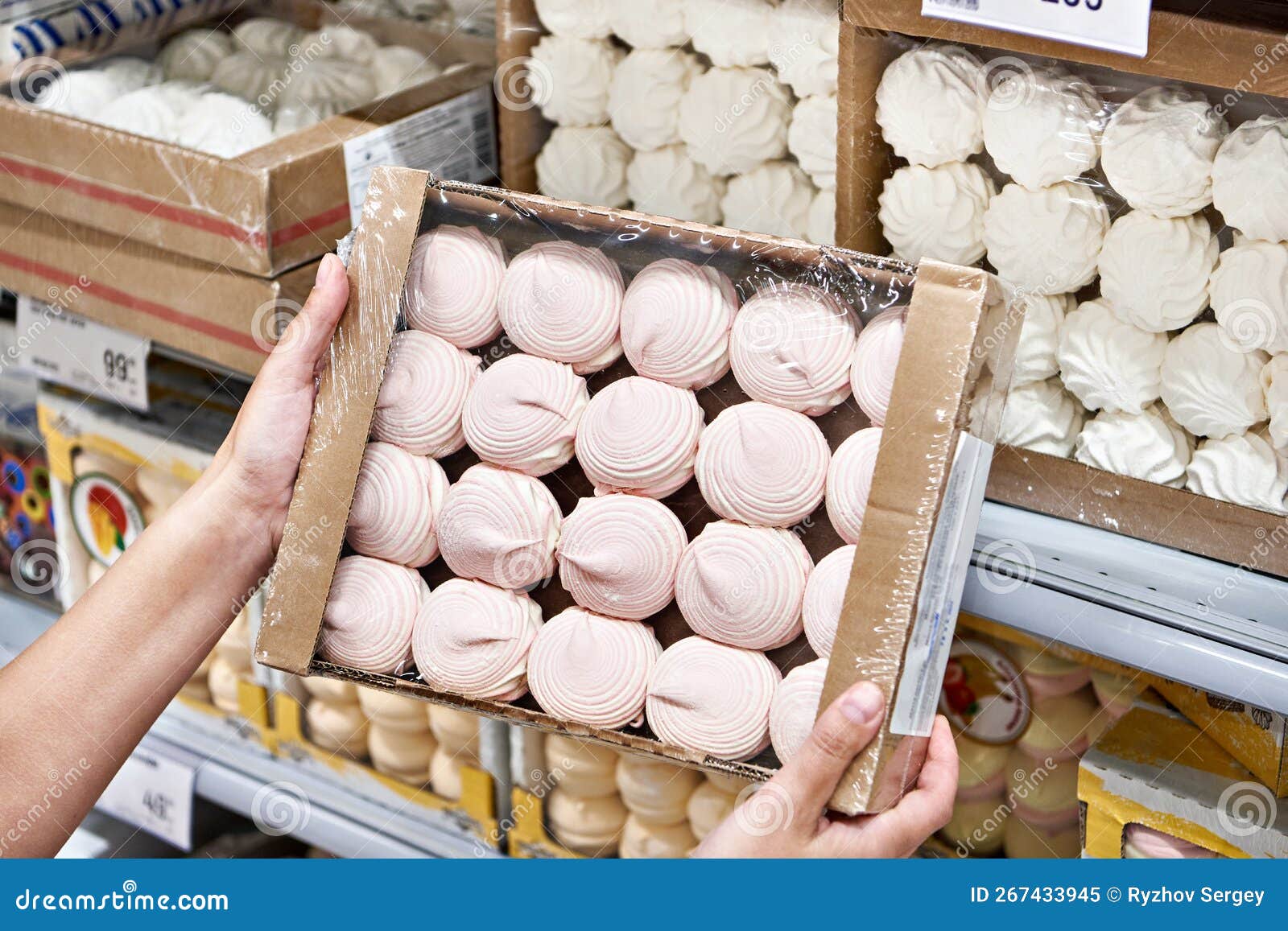 Pack of Marshmallow in Hands of Buyer Stock Image - Image of choice ...