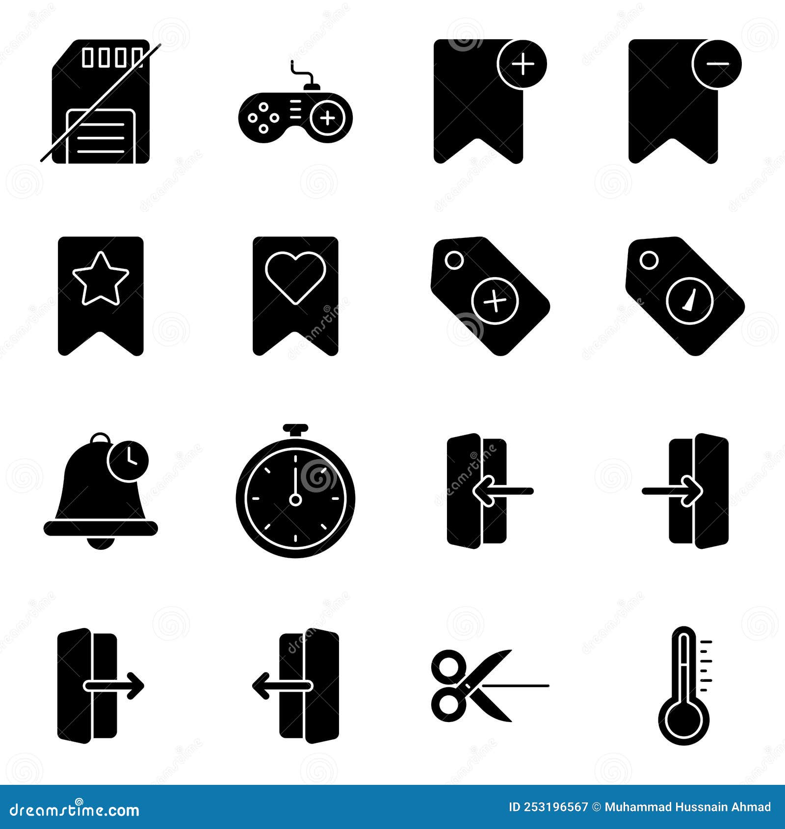 Pack of Media Solid Icons stock vector. Illustration of ribbon - 253196567