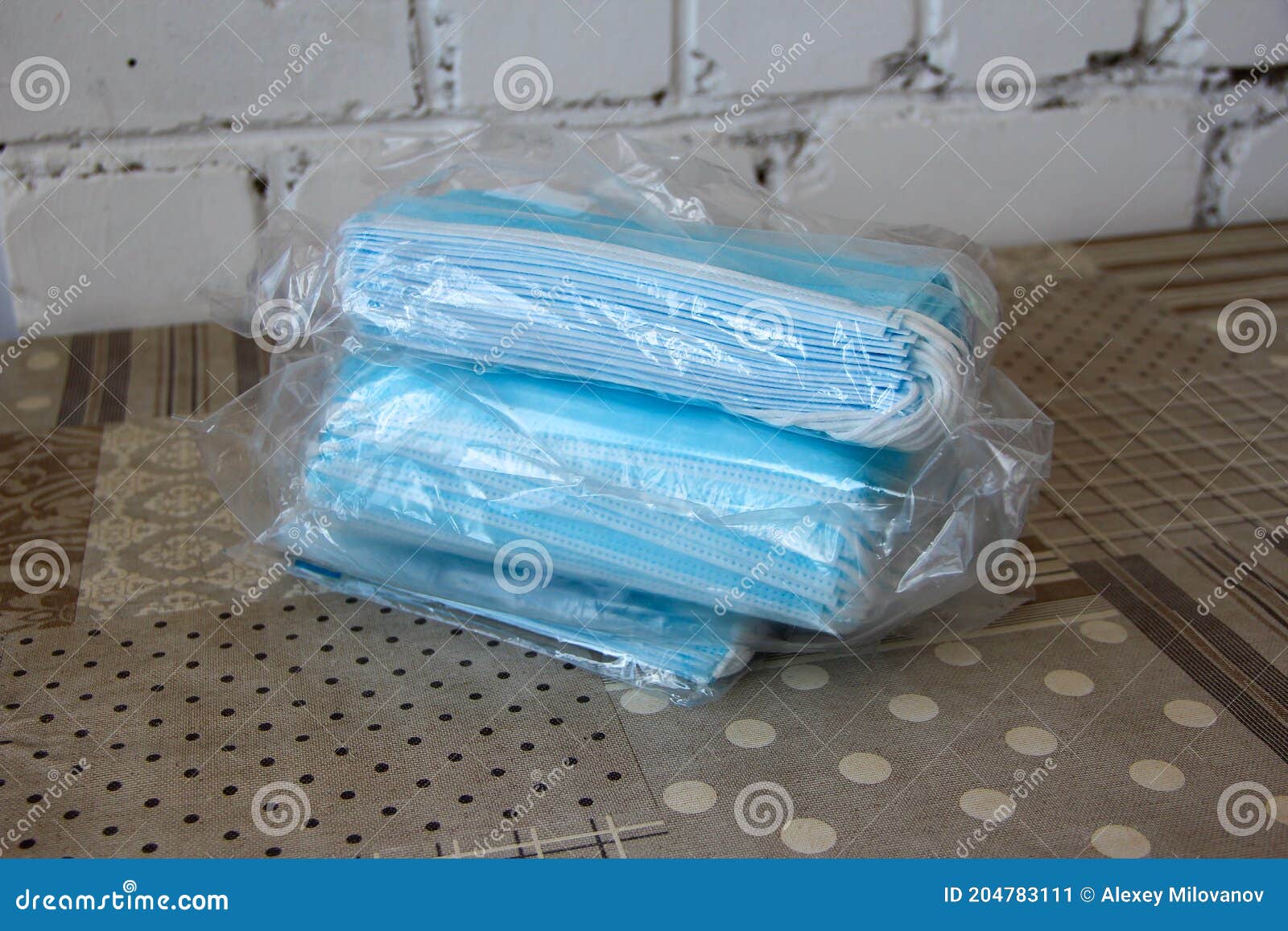 Pack of Medical Masks on a Table Stock Image - Image of distance, care ...