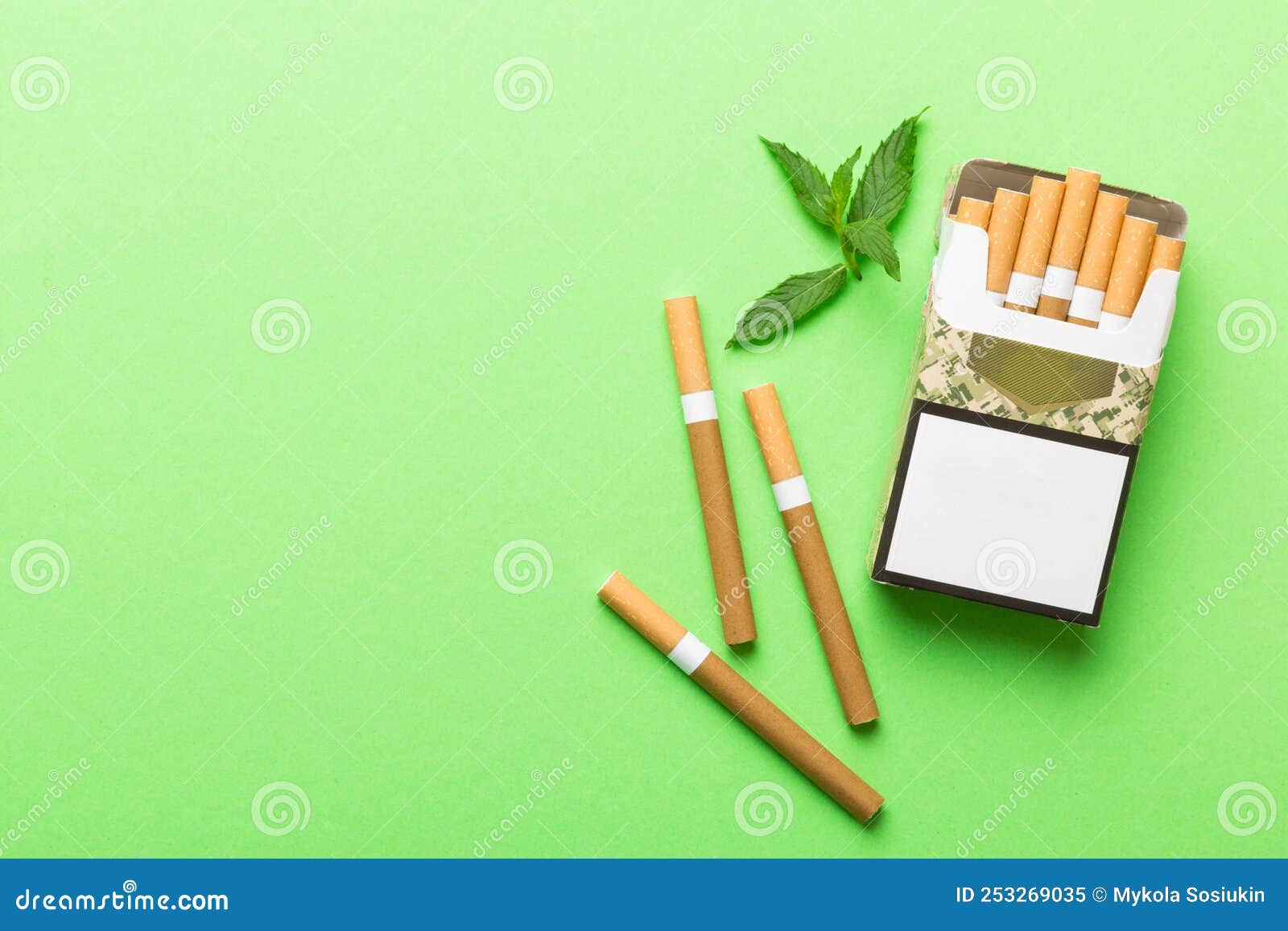 Pack of Menthol Cigarettes and Fresh Mint on Colored Table, Menthol ...