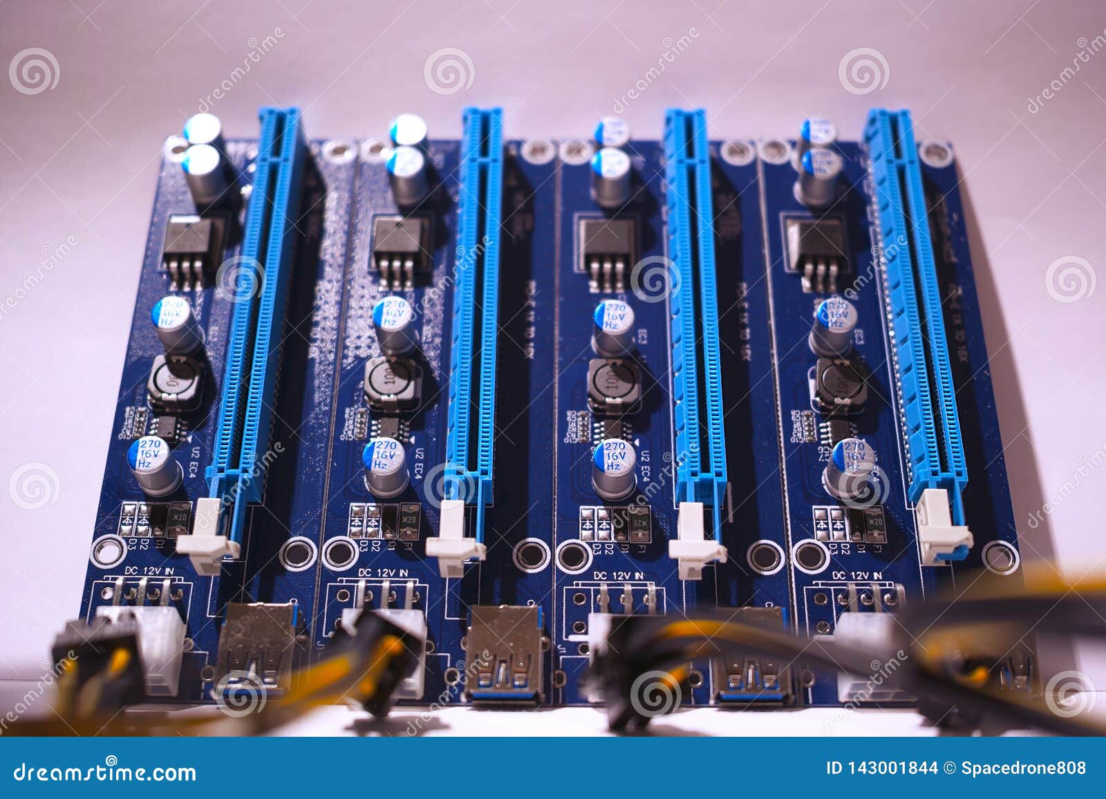 Pack of Mining Pci-e Usb Risers Bokeh Background Stock Photo - Image of ...