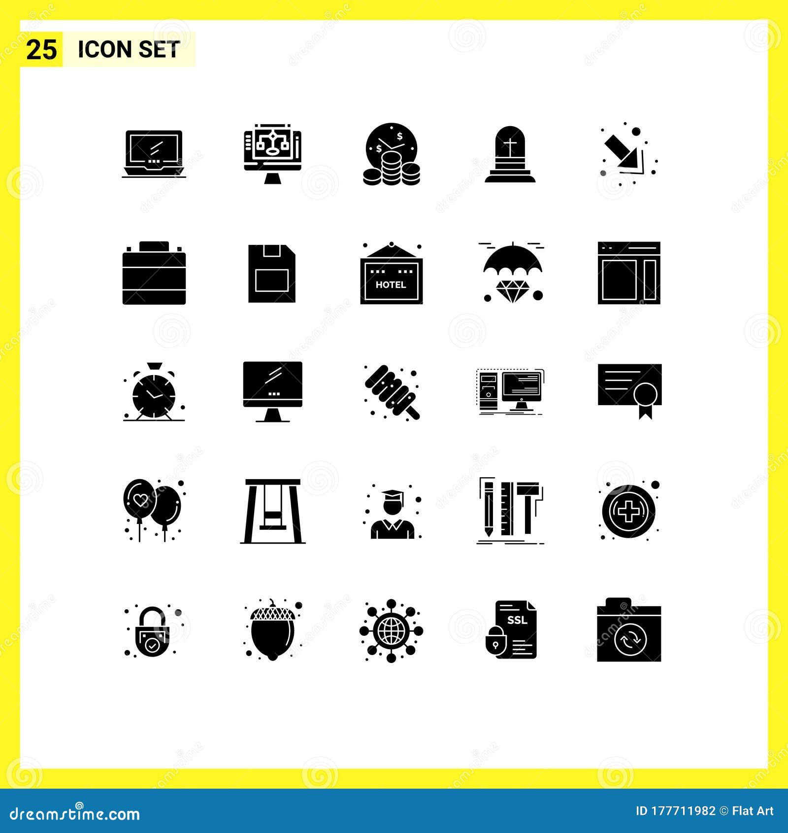 Pack of 25 Modern Solid Glyphs Signs and Symbols for Web Print Media ...