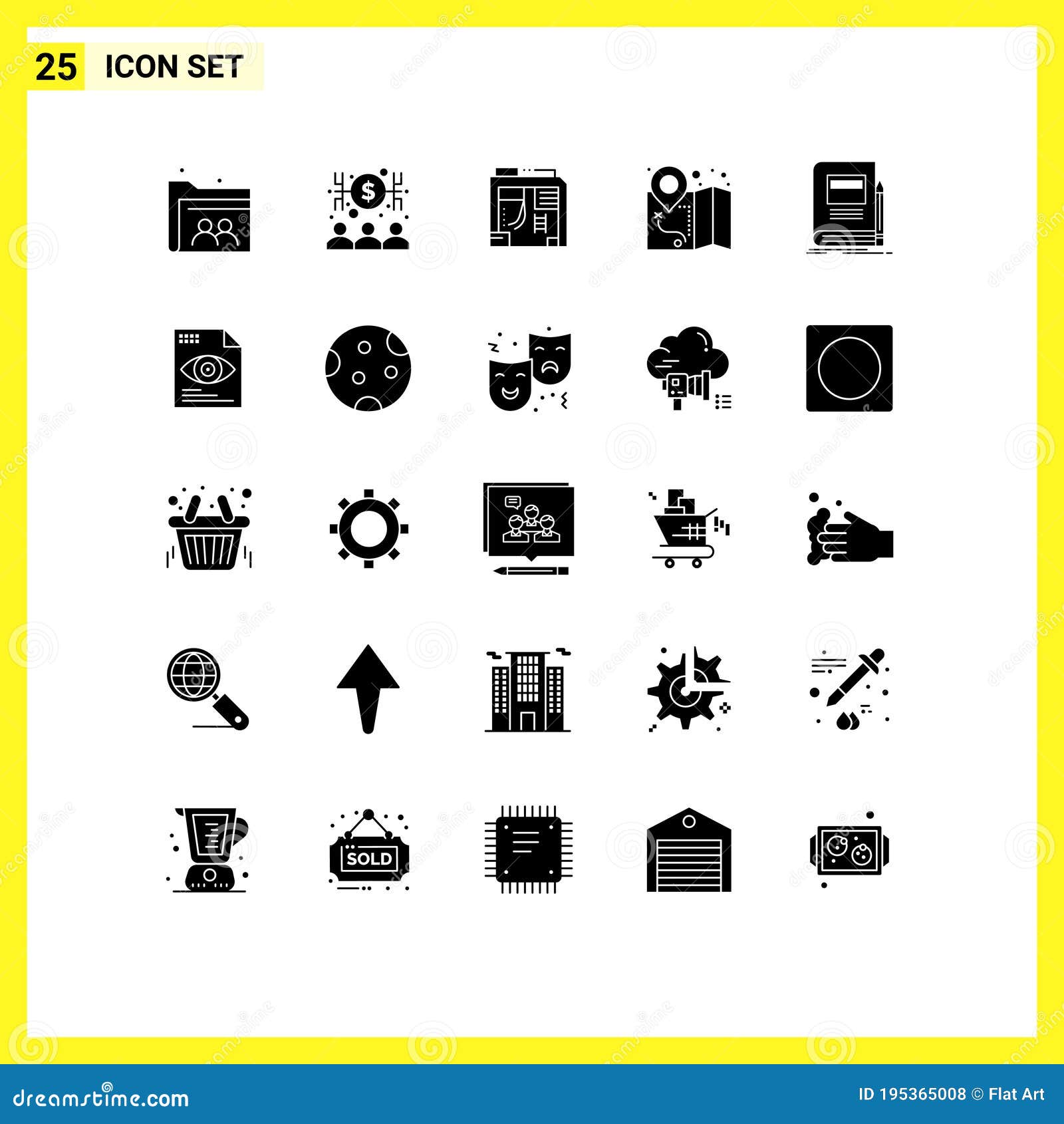 Pack of 25 Modern Solid Glyphs Signs and Symbols for Web Print Media ...