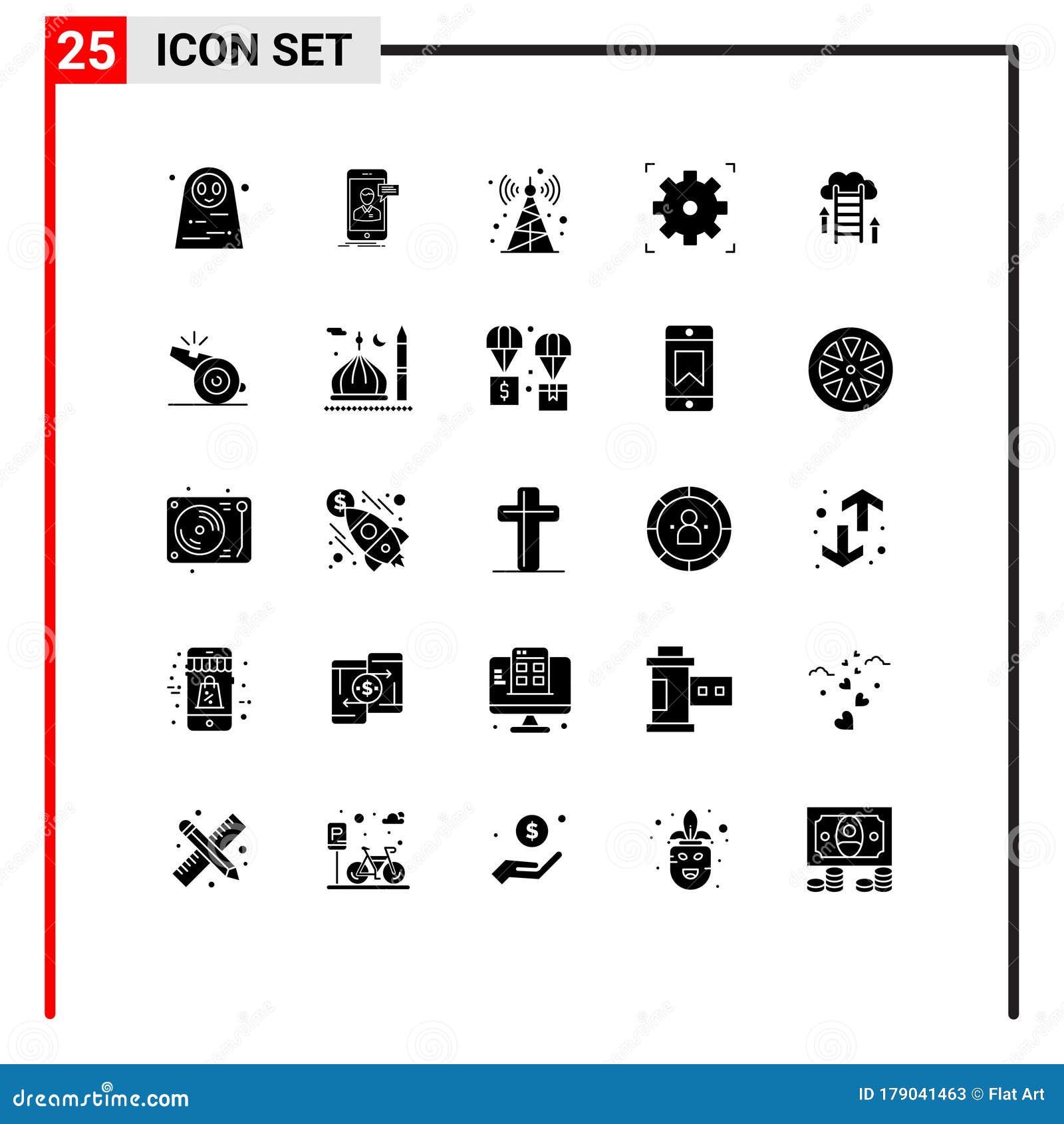 Pack of 25 Modern Solid Glyphs Signs and Symbols for Web Print Media Such As Upload, Cloud ...