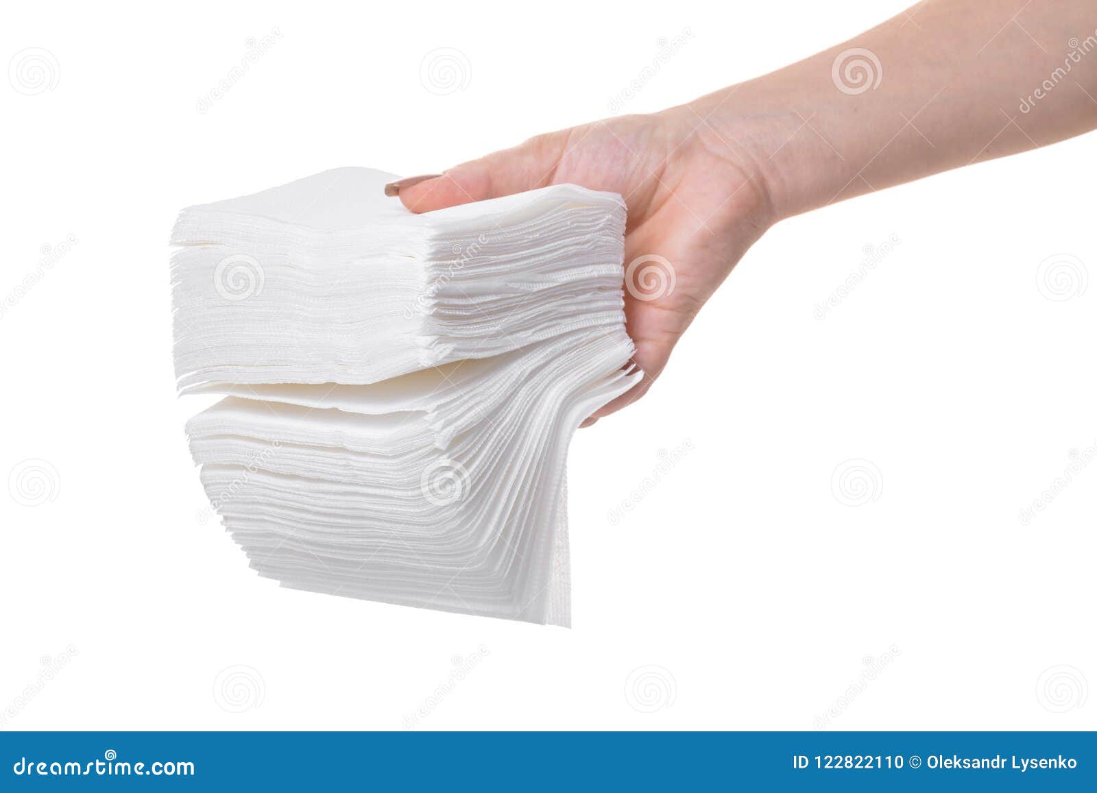 Pack of napkins in hand stock photo. Image of catch - 122822110