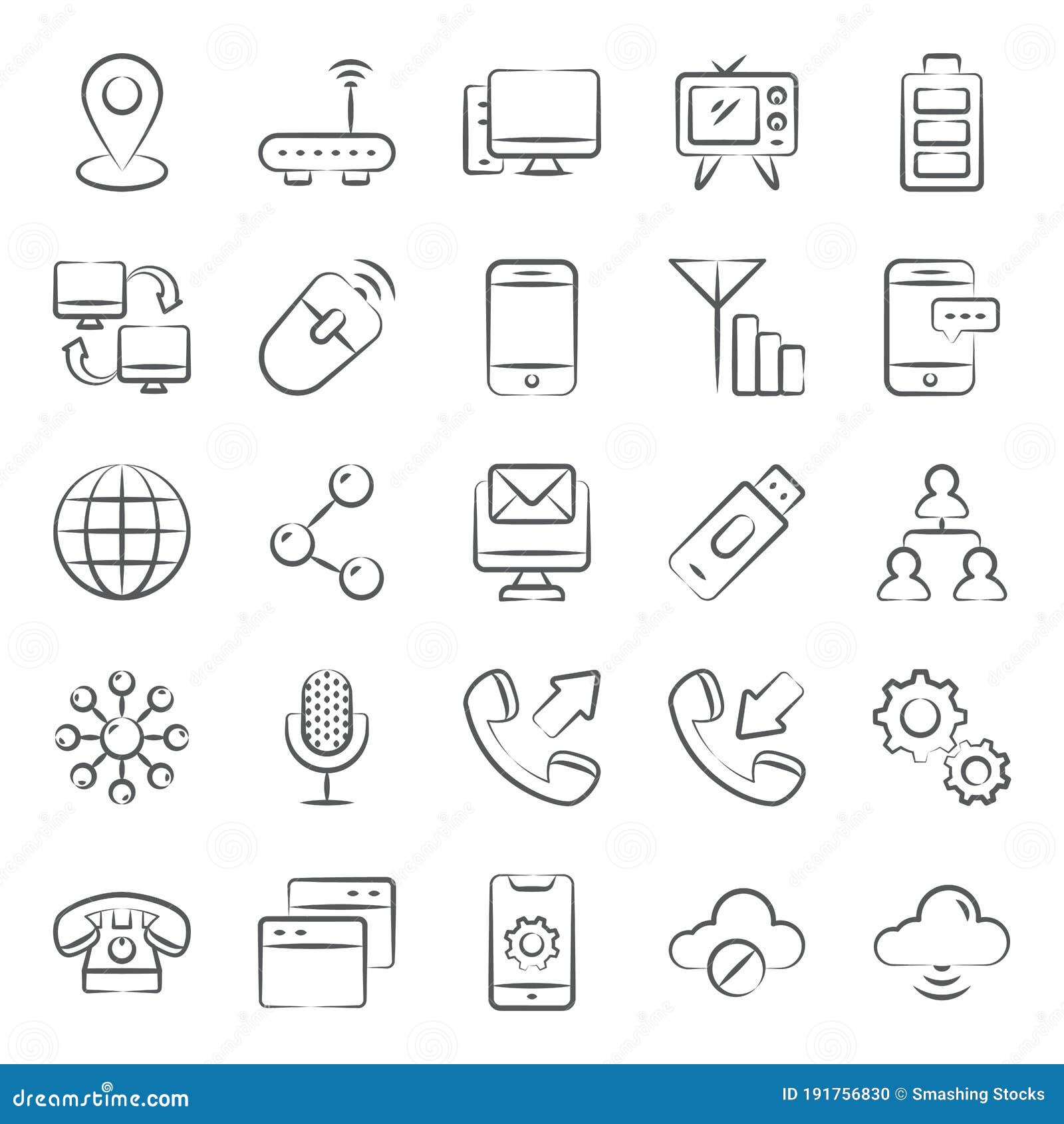 Pack of Networking Doodle Icons Stock Vector - Illustration of network ...