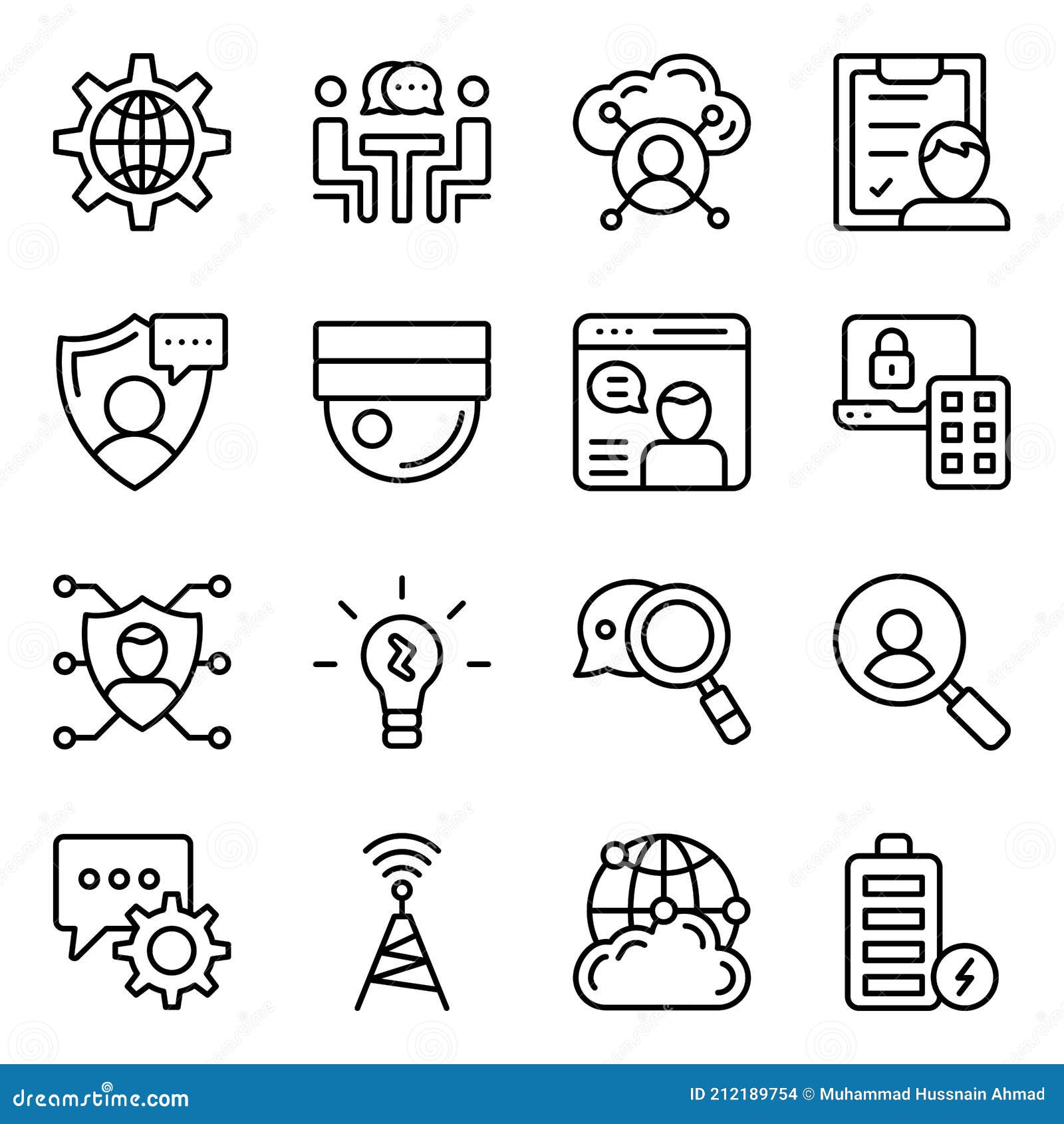 Pack of Networking Linear Icons Stock Illustration - Illustration of ...