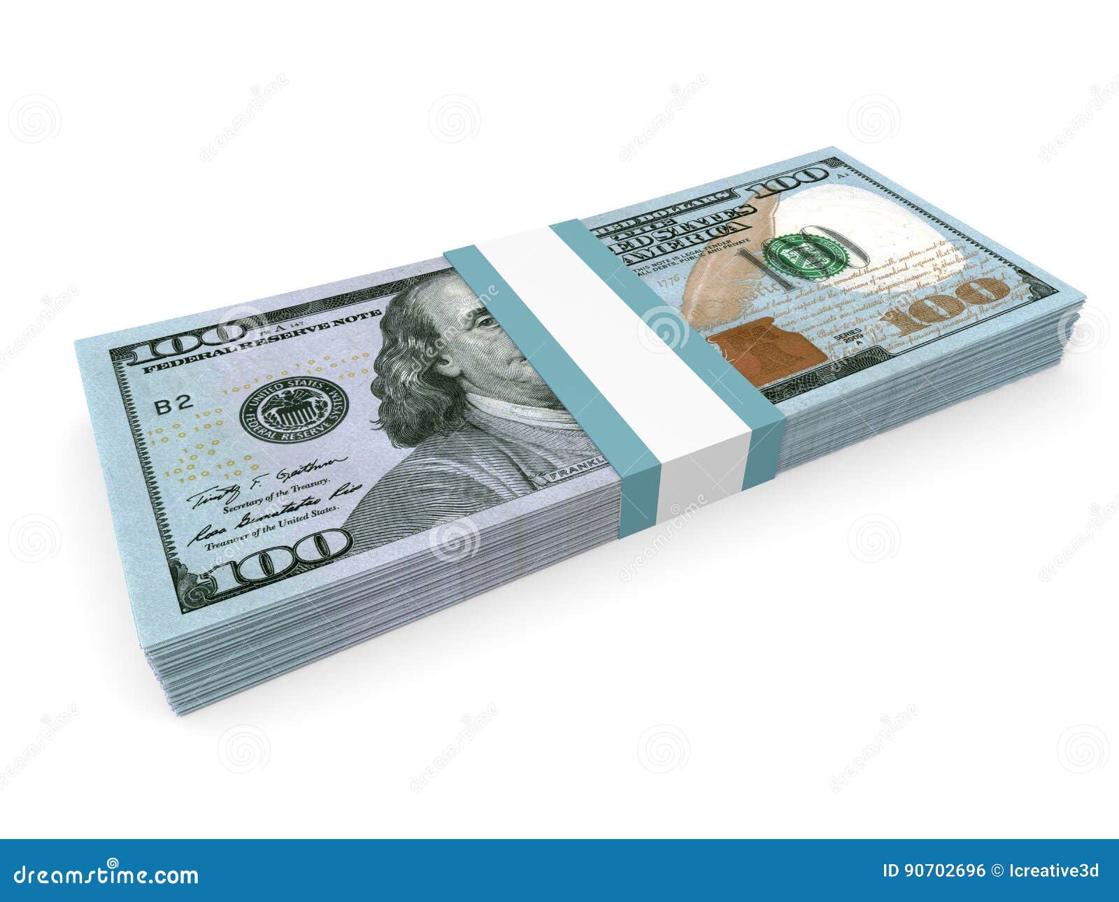 Pack of New One Hundred Dollars Bank Notes. Stock Illustration ...