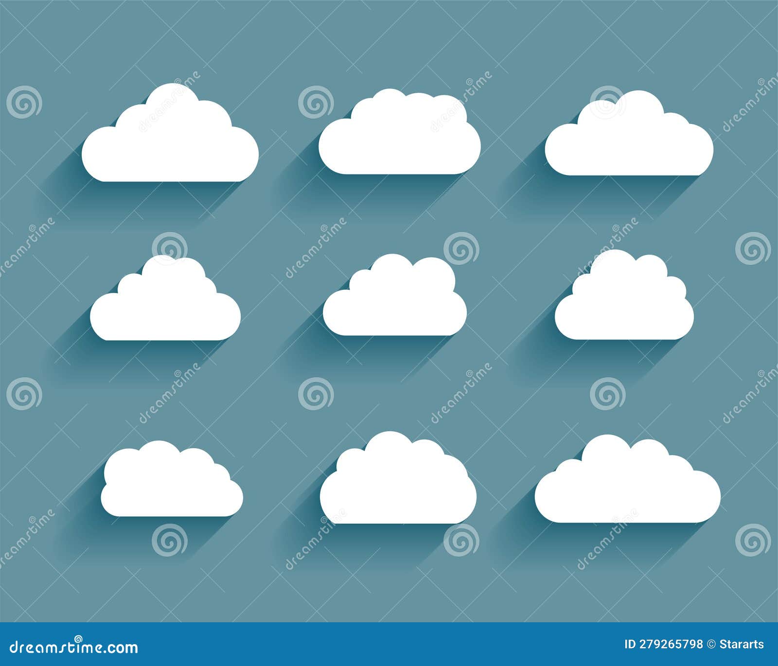 Pack of Nine Clouds Elements in Paper Cut Style Stock Vector ...