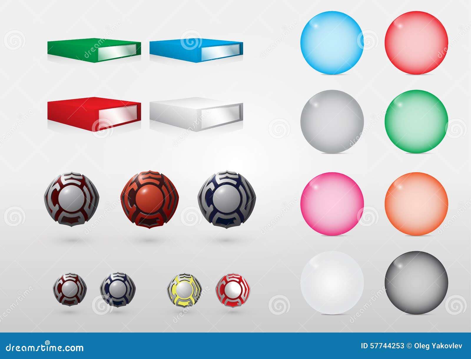 Pack of objects 3d stock vector. Illustration of colors - 57744253