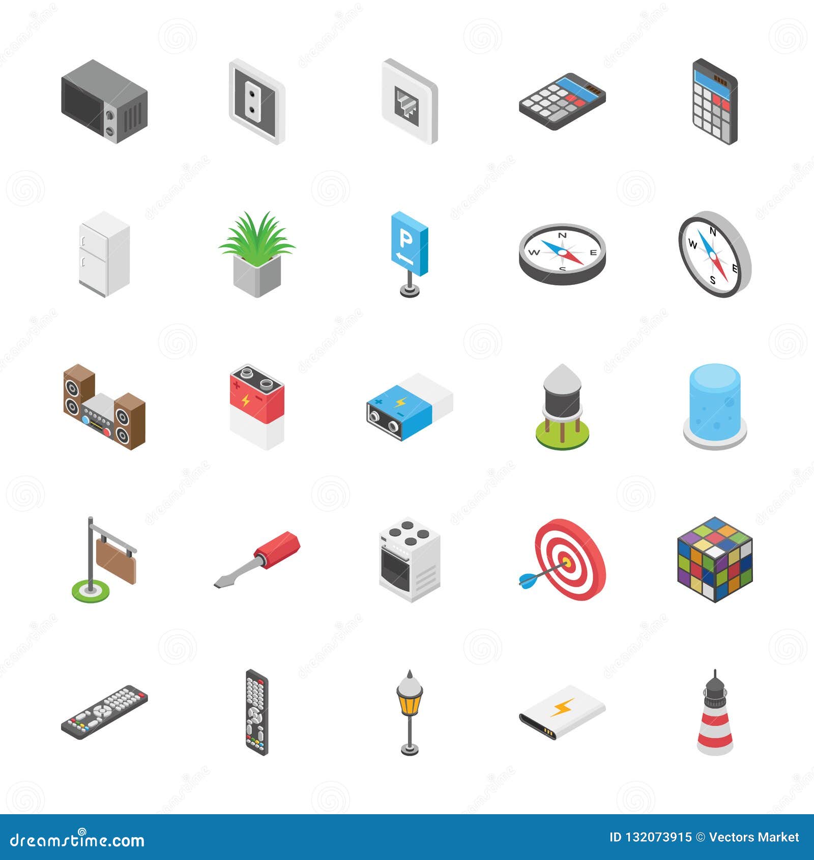 Pack of Objects Icons Collection Stock Illustration - Illustration of ...
