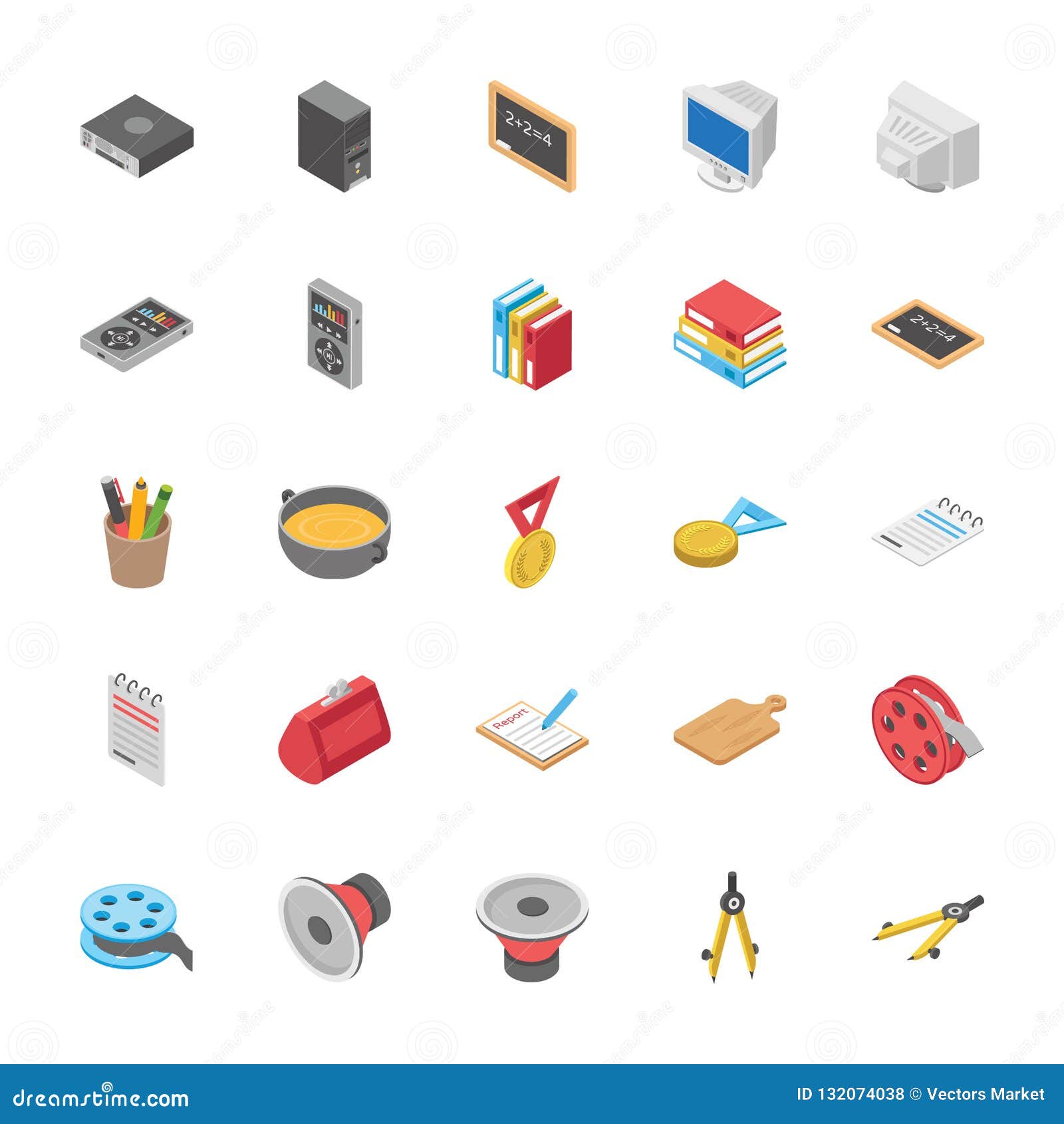 Pack of Objects Icons Collection Stock Illustration - Illustration of ...
