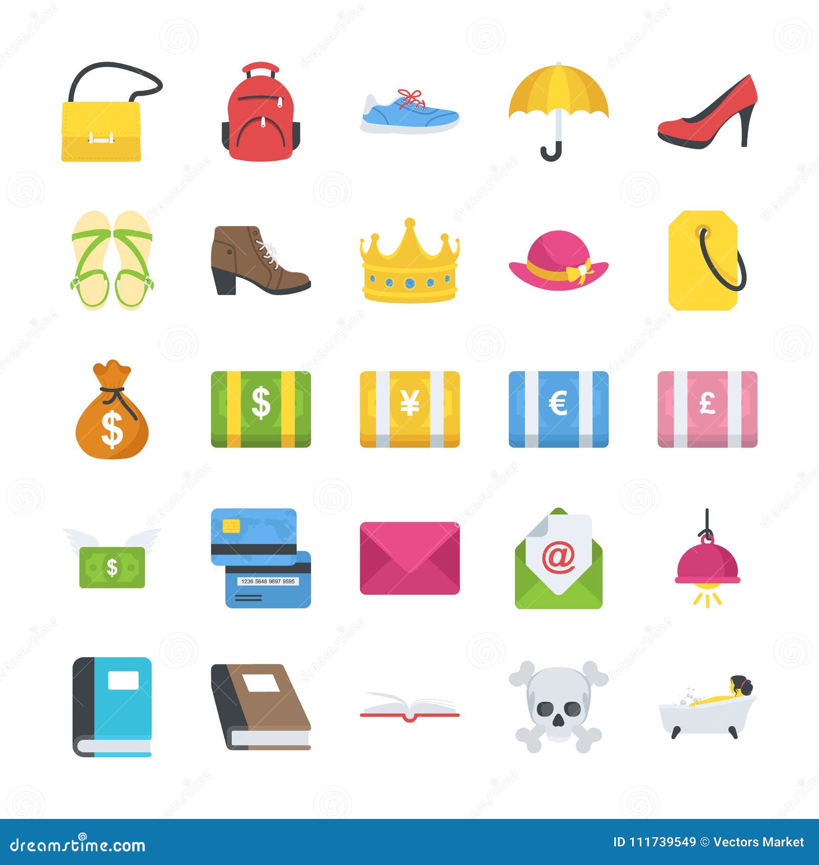 Objects Flat Icons stock illustration. Illustration of bones - 111739549