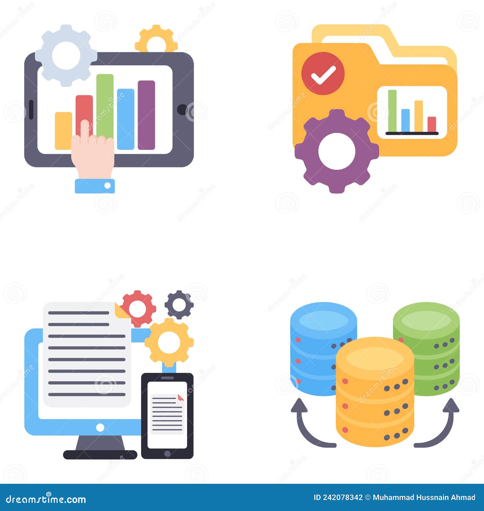 Pack of Business Data Management Flat Icons Stock Vector - Illustration ...