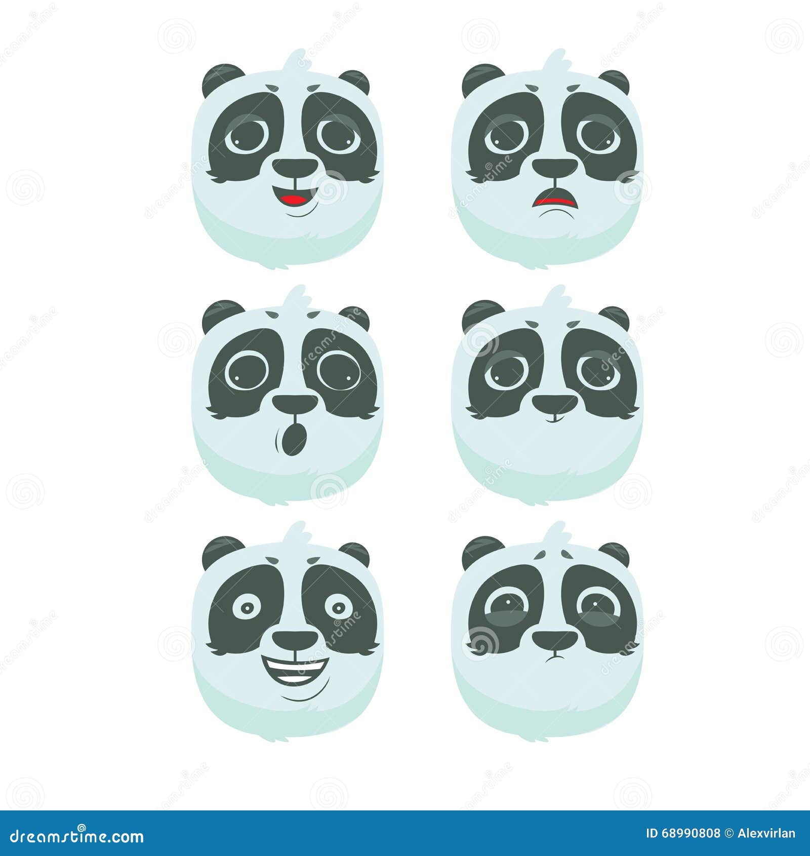 Pack Of Panda Facial Expressions Vector Illustration | CartoonDealer ...