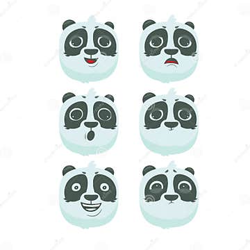 Pack of Panda Facial Expressions Stock Vector - Illustration of shape ...